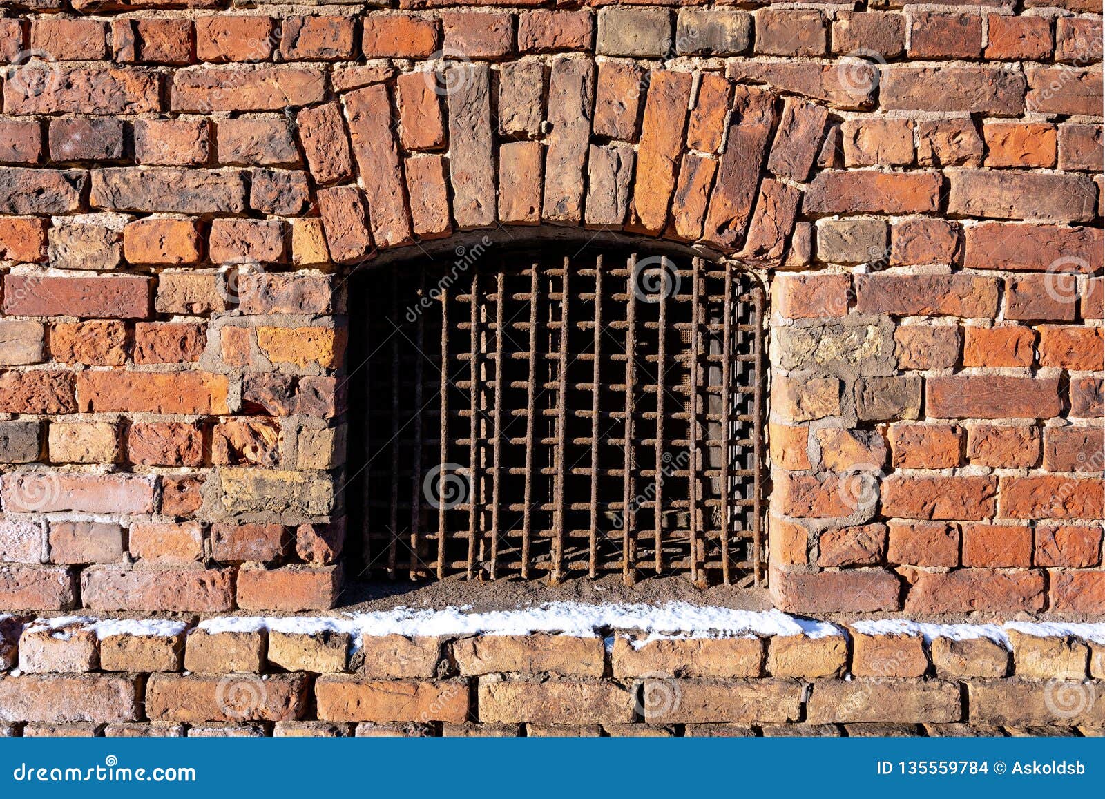 Front Close-up View of a Vintage Brick with a Window - Image Stock ...