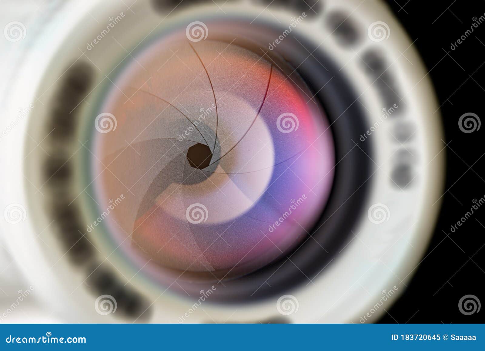 Front Closeup View of Lens Diaphragm on Black Stock Image - Image of ...