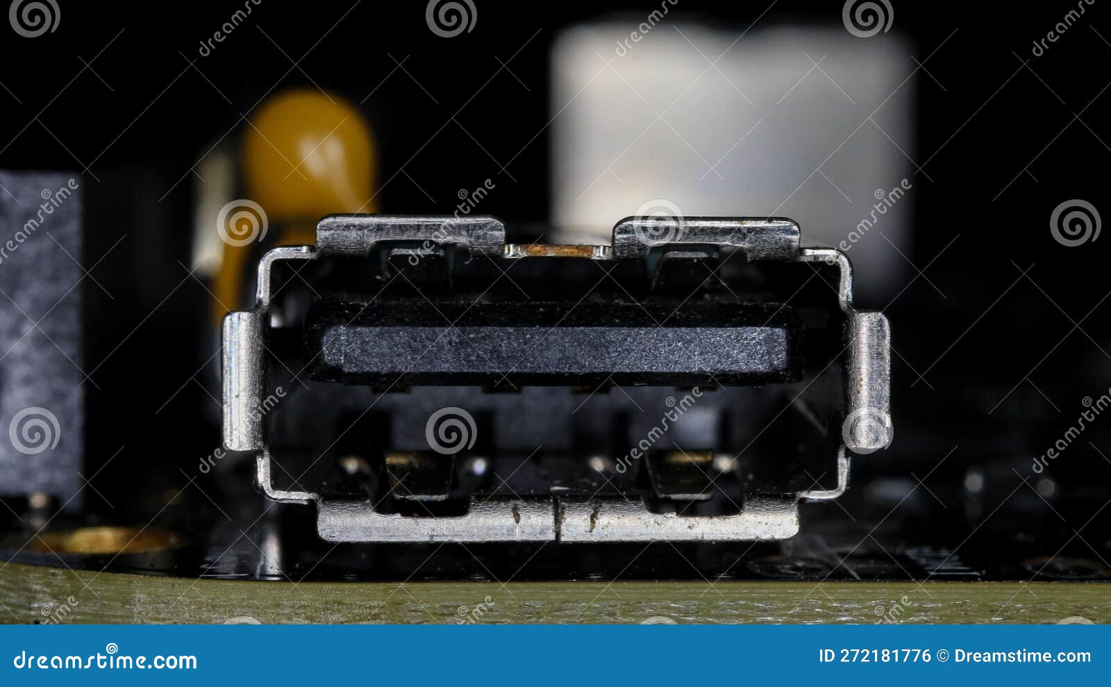 The Front of a Computer Motherboard with Two Pins Attached Stock Photo ...