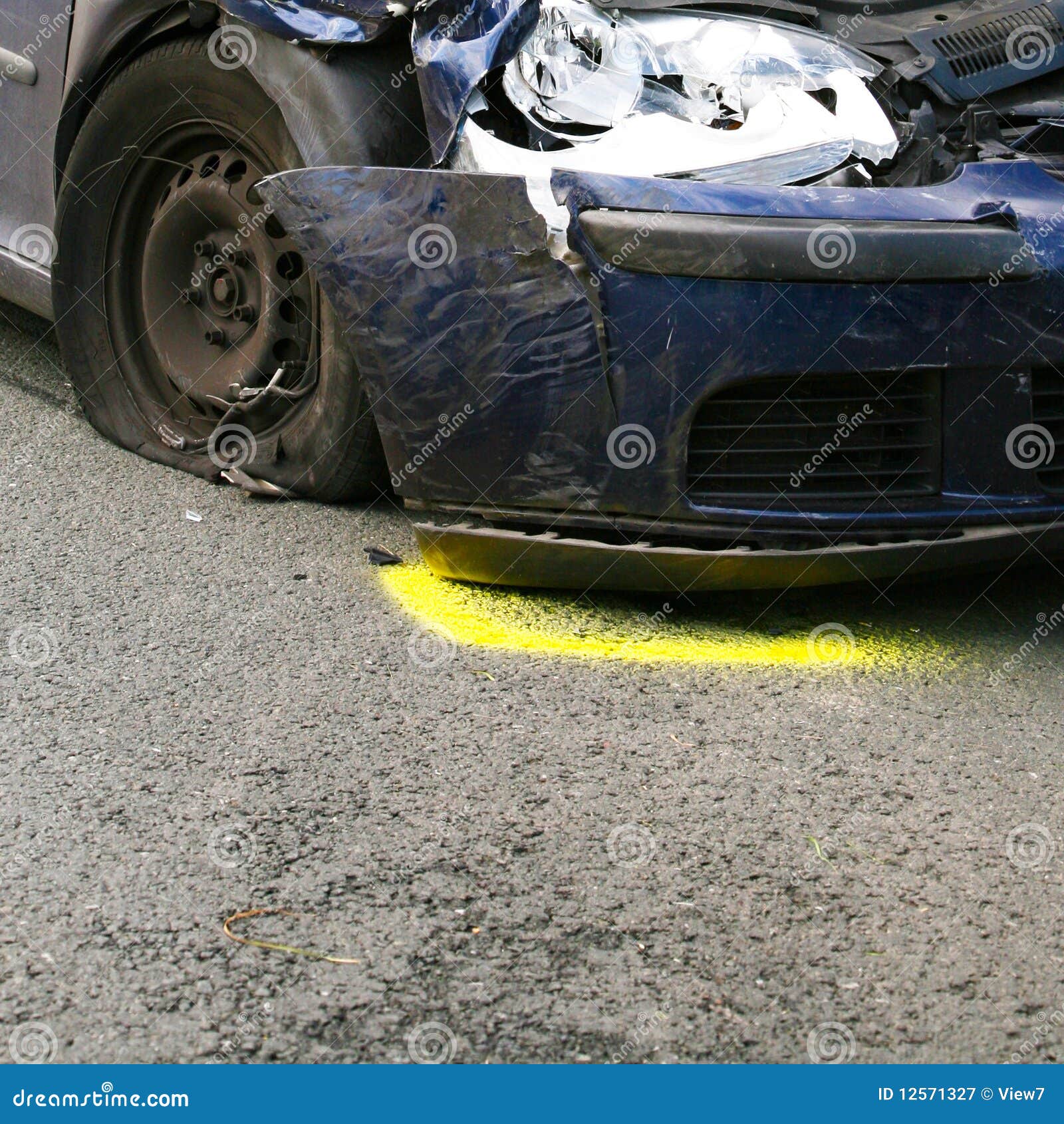 Front of crashed car stock image. Image of roadway, damage - 12571327