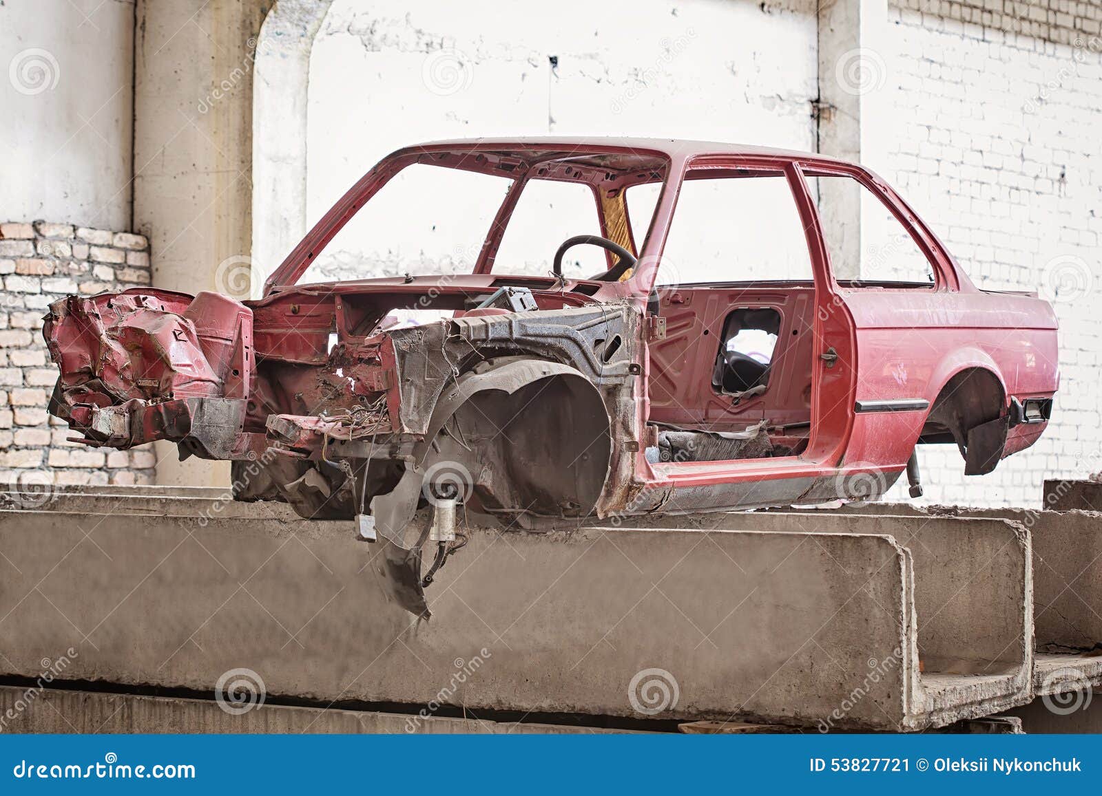 Front of the Crashed Red Car Stock Image - Image of transportation ...