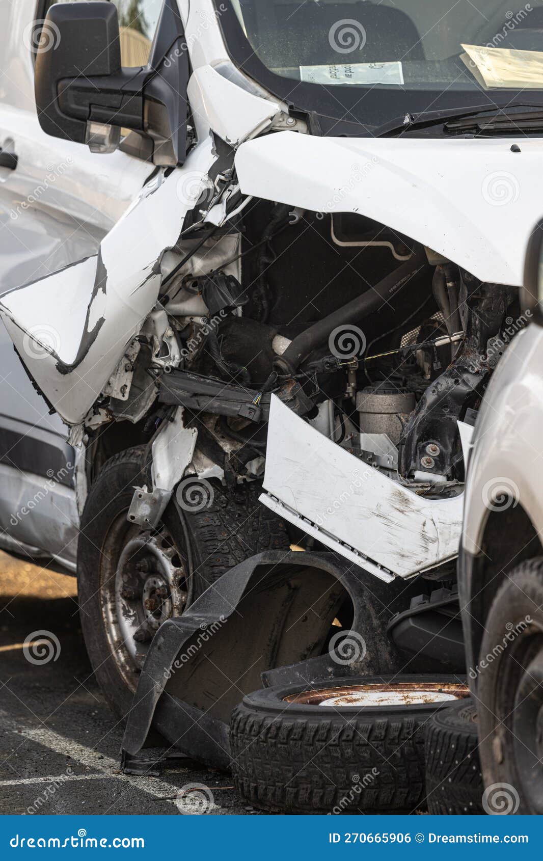 Front of a Crashed White Van.. Stock Photo - Image of suit, isolated ...