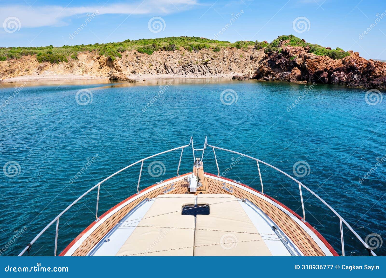 Front Deck of a Sailboat and Sea Sailing on the Sea. Fore Deck and Bow ...