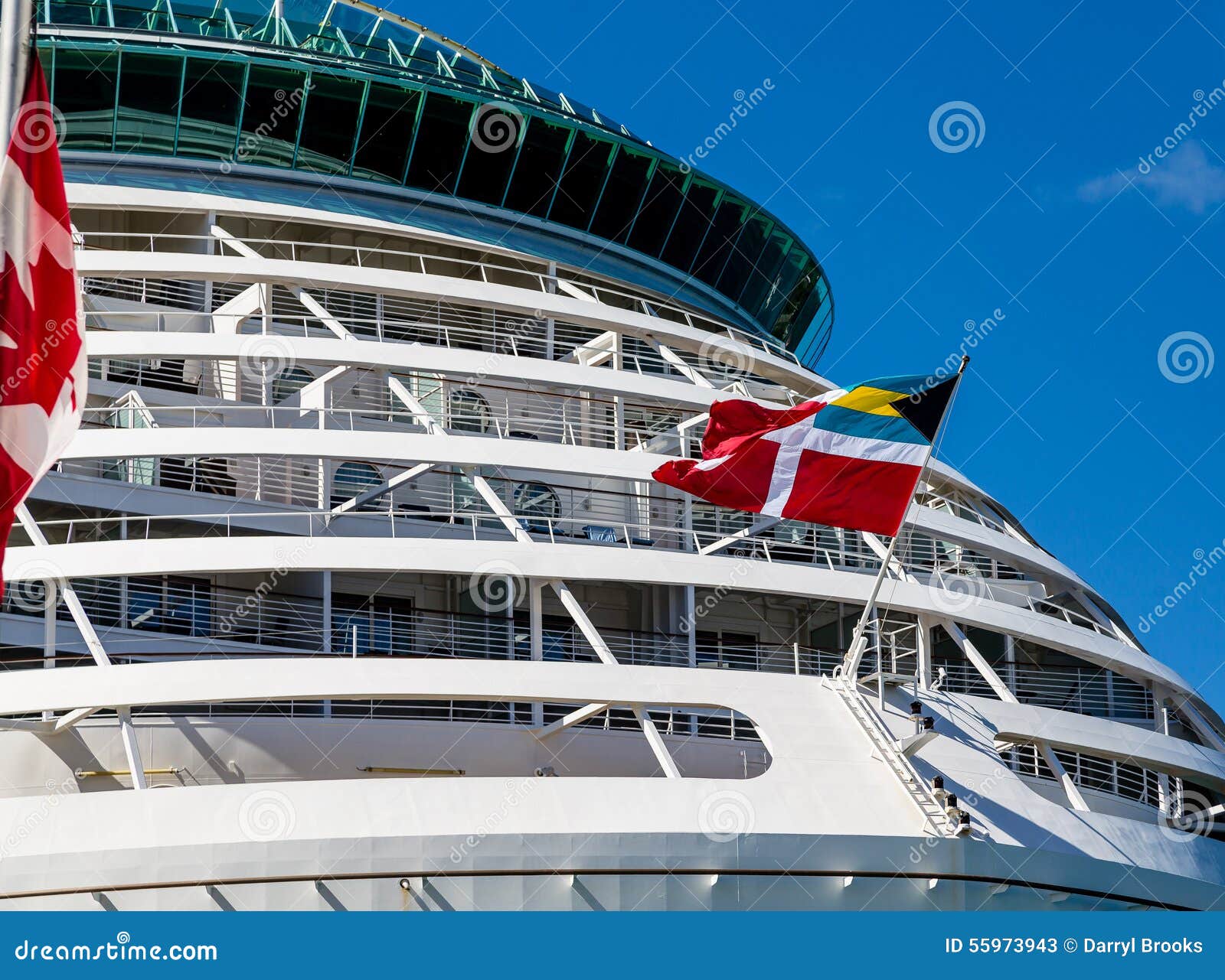 Front Decks of Cruise Ship with Flags Stock Image - Image of paradise ...