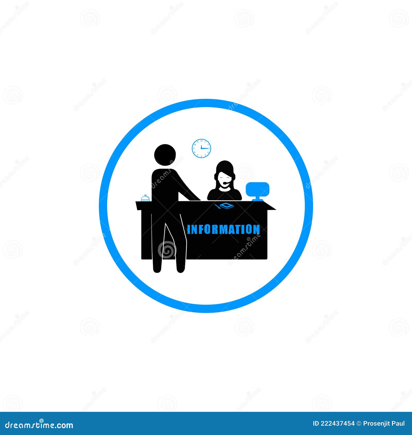 Front Desk, Hotel, Reception Icon in Circle Stock Vector - Illustration ...