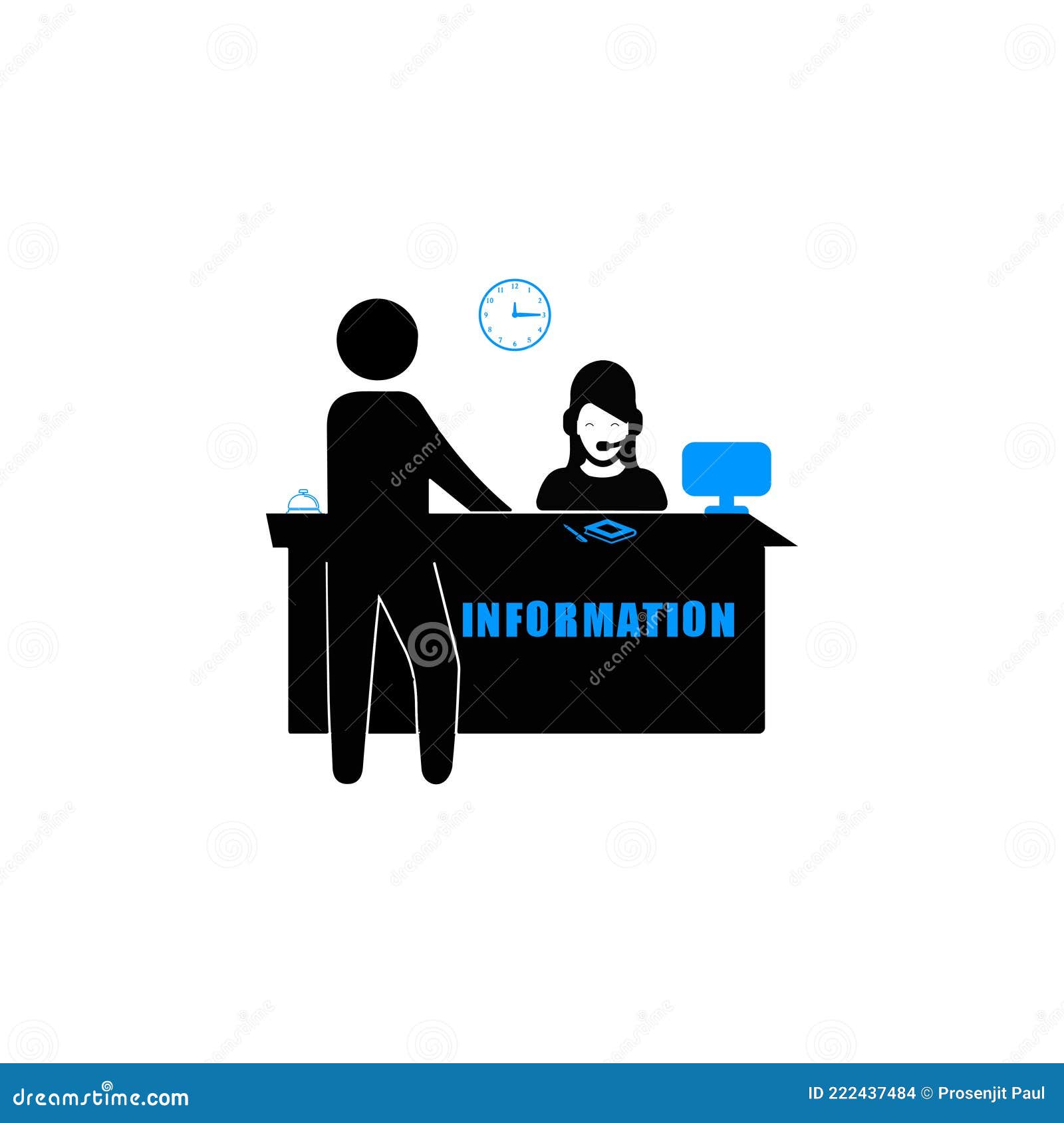 Front Desk, Hotel, Reception Icon in Circle Stock Vector - Illustration ...
