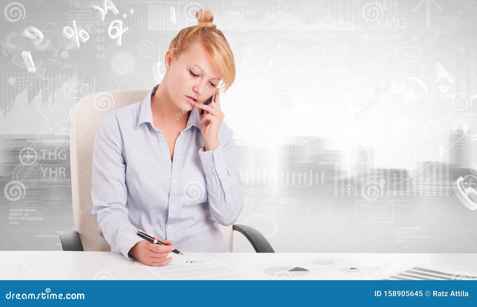 Front Desk Office with Global Database Concept Stock Image - Image of ...