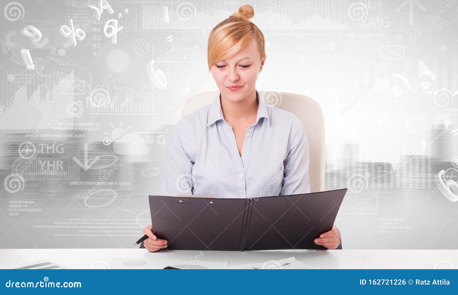 Front Desk Office with Global Database Concept Stock Photo - Image of ...