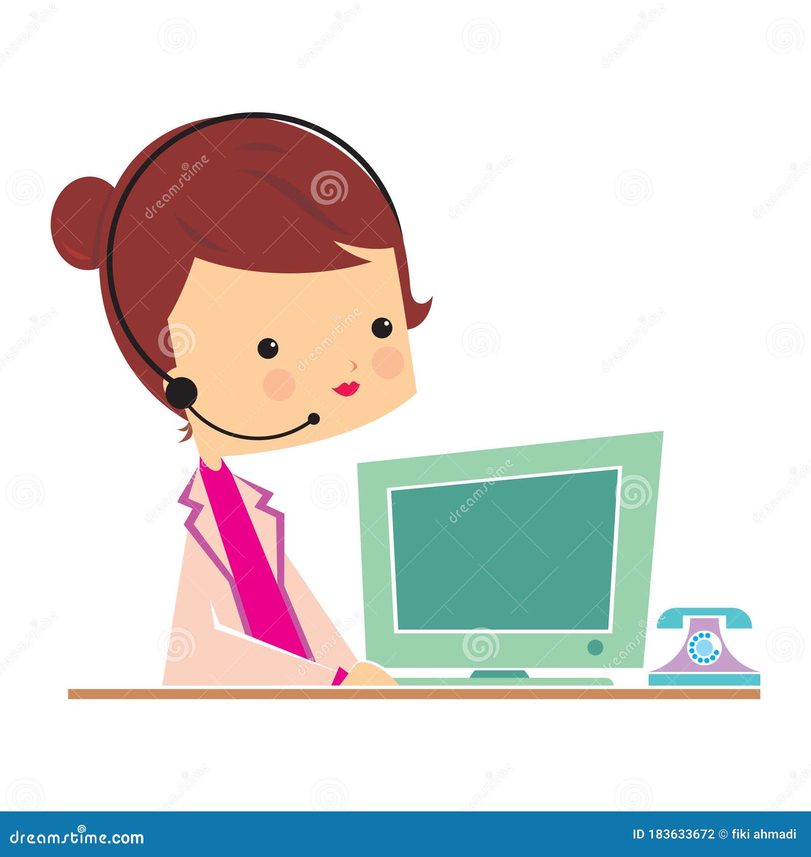 Front desk officer female stock vector. Illustration of headset - 183633672