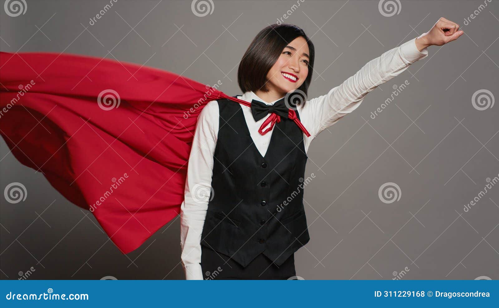 Front Desk Operator Feeling Strong with a Superhero Cape on Camera ...