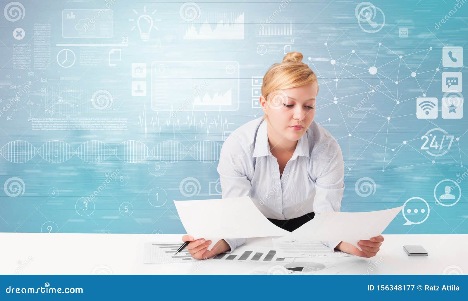 Front Desk Work with Workflow Concept Stock Image - Image of call ...