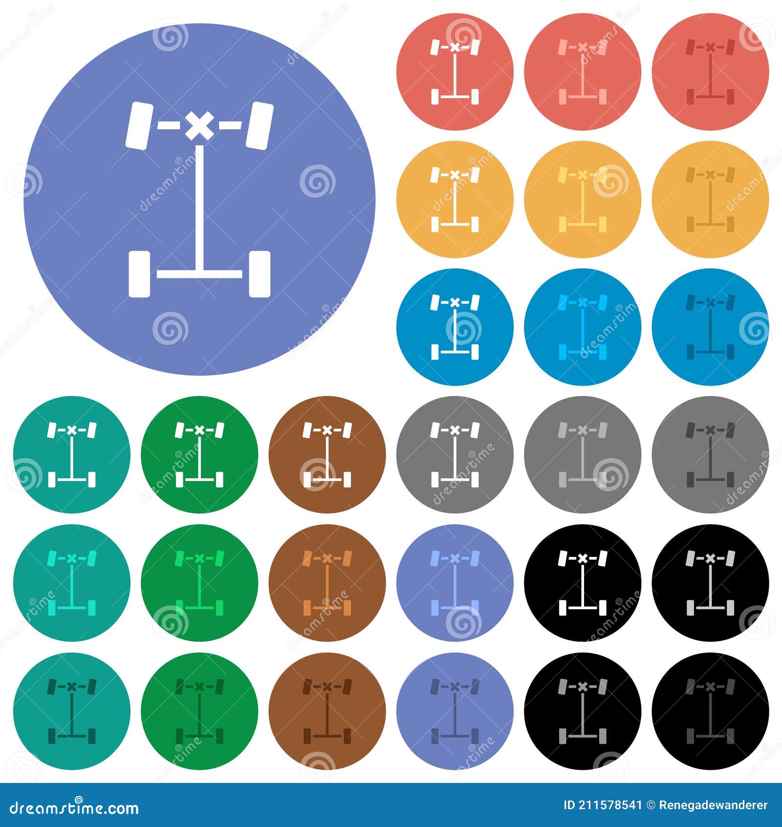 Front Differential Lock Round Flat Multi Colored Icons Stock Vector ...