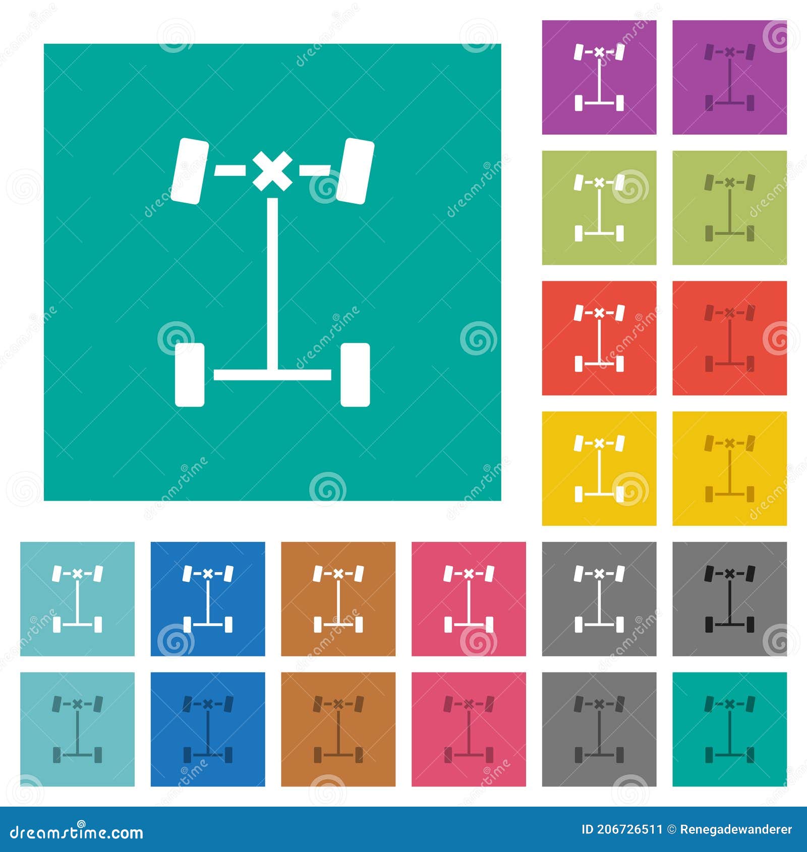 Front Differential Icons In Color Illuminated Glass Buttons Cartoon ...