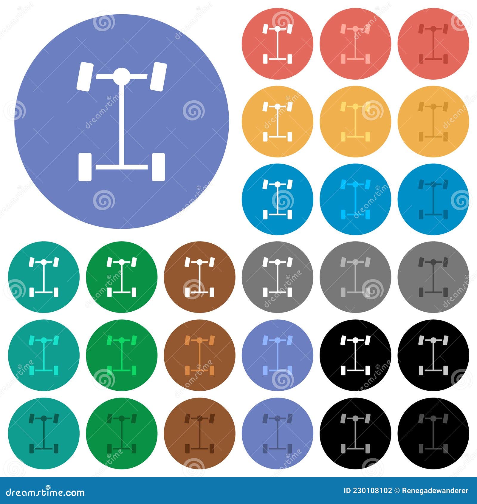 Front Differential Round Flat Multi Colored Icons Stock Vector ...