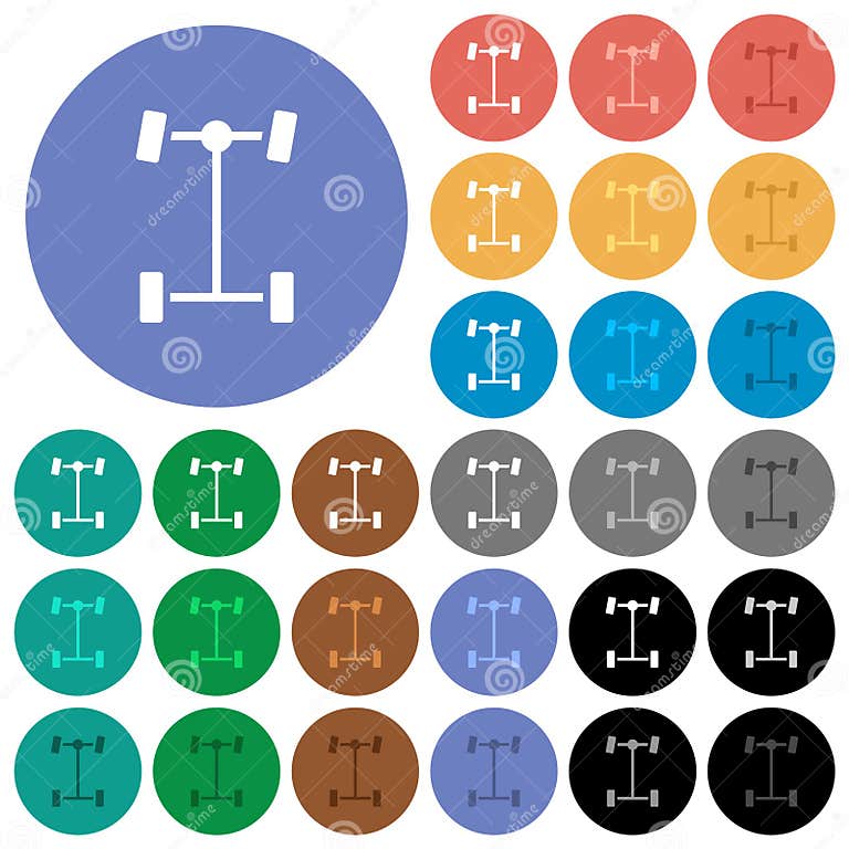 Front Differential Round Flat Multi Colored Icons Stock Vector ...