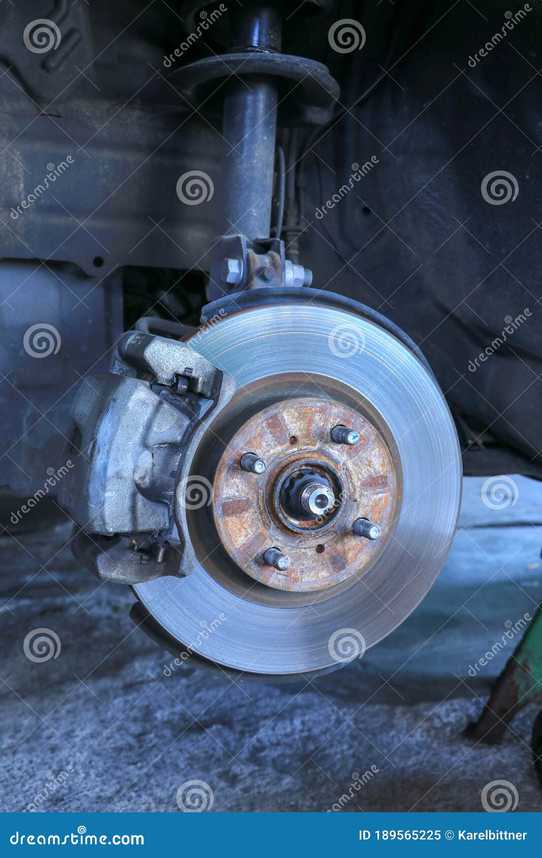 Front Disc Brake on Car in Process of New Tire Replacement Stock Image ...