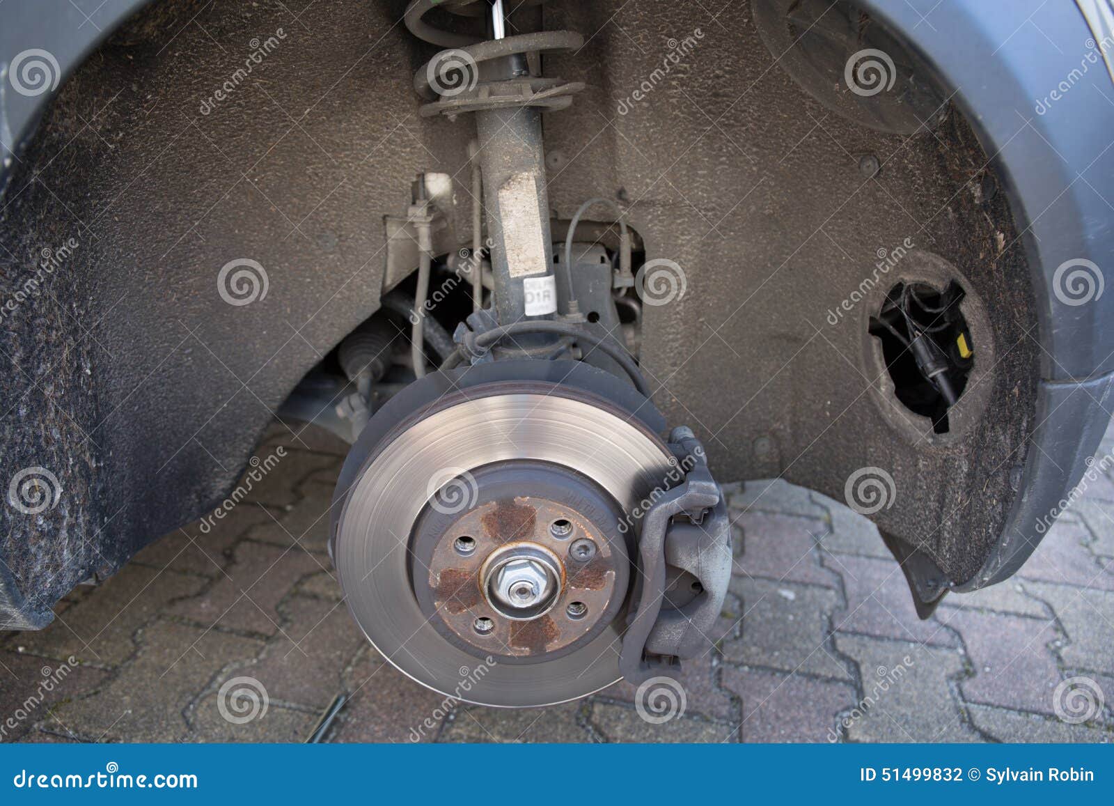 Front Disc Brake on Car in Process Stock Photo - Image of brake ...