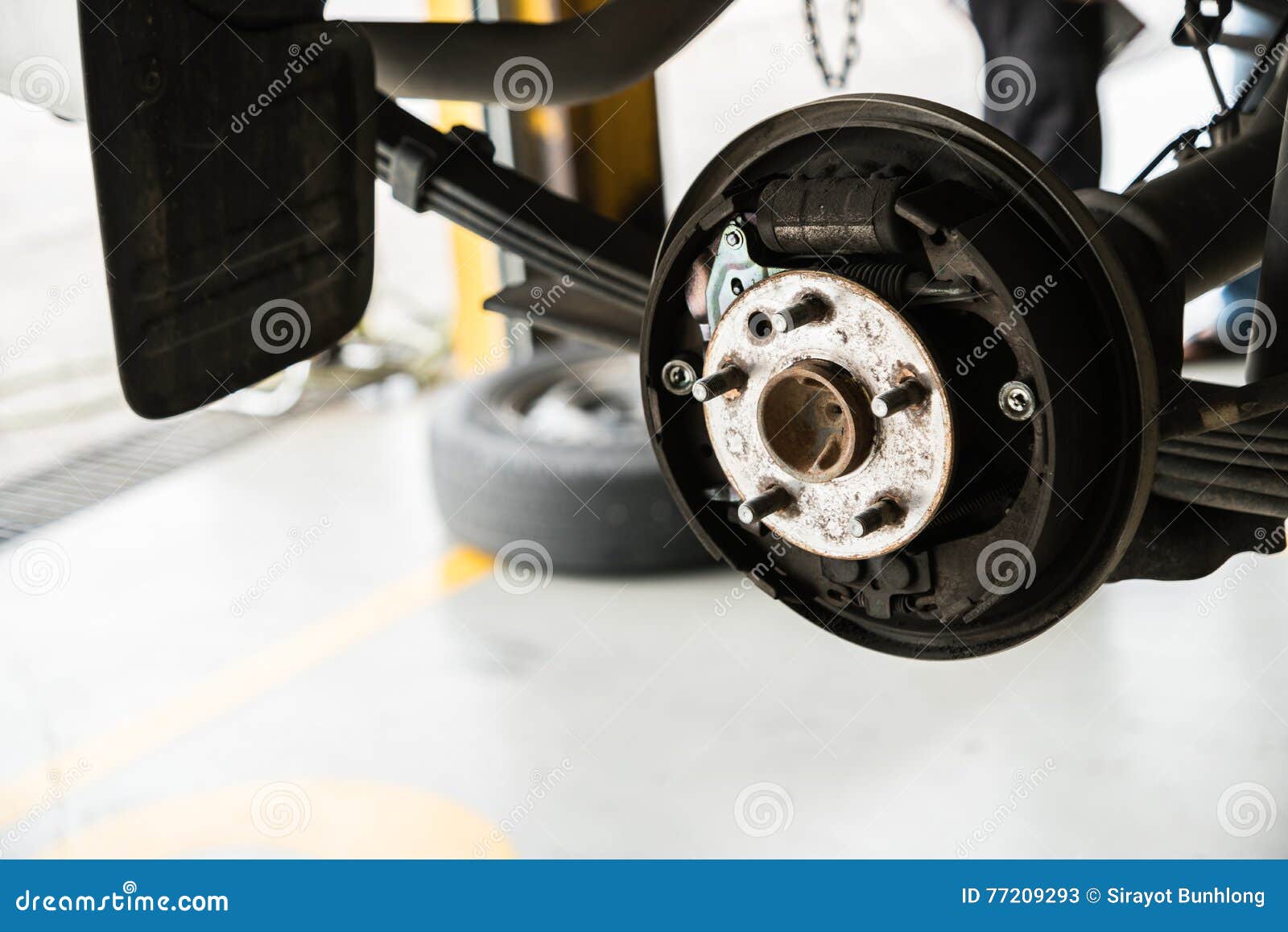 Front Disc Brake on Car in Process of New Tire Replacement Stock Image ...
