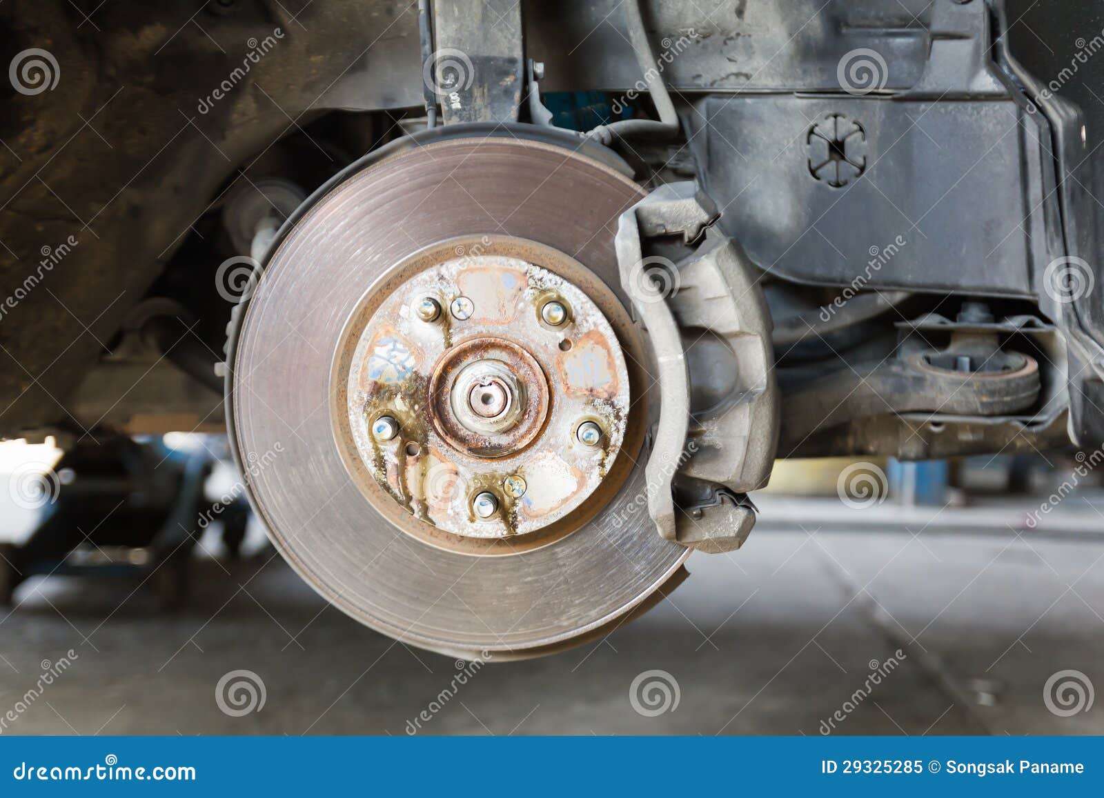 Front disk brake on car stock image. Image of axle, change - 29325285