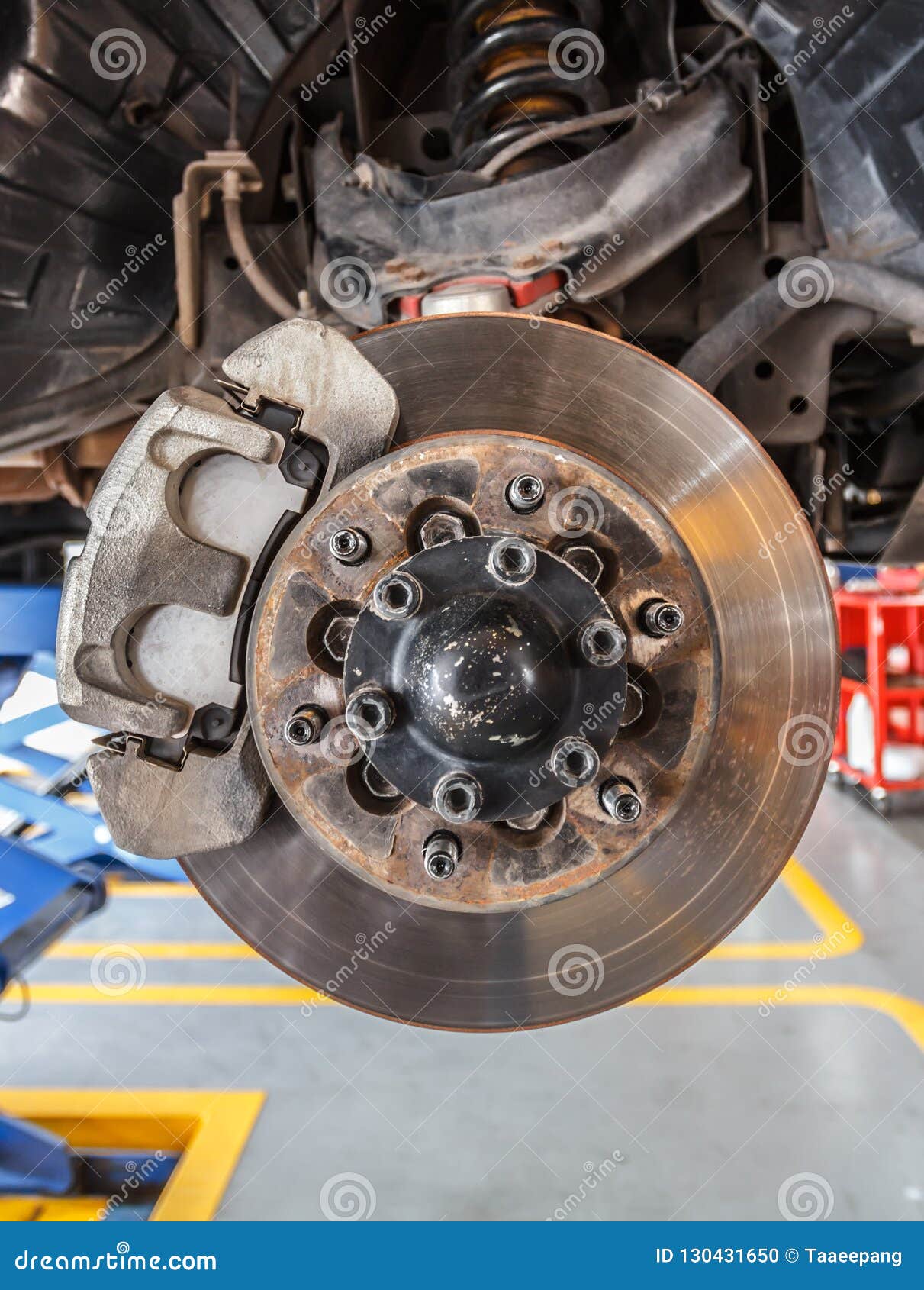 Disc brake hub of the car stock photo. Image of jack - 130431650