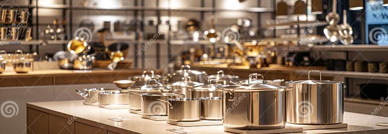 Front Display of a Kitchenware Store Featuring a Variety of Stainless ...