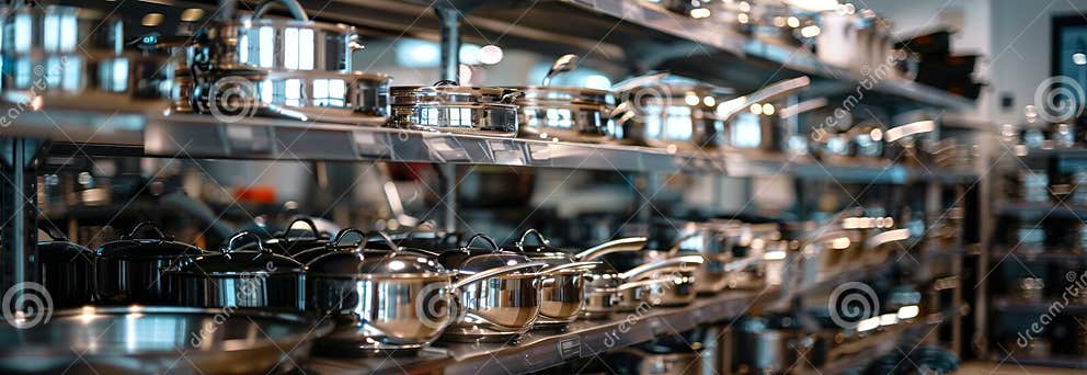 Front Display of a Kitchenware Store Featuring a Variety of Stainless ...