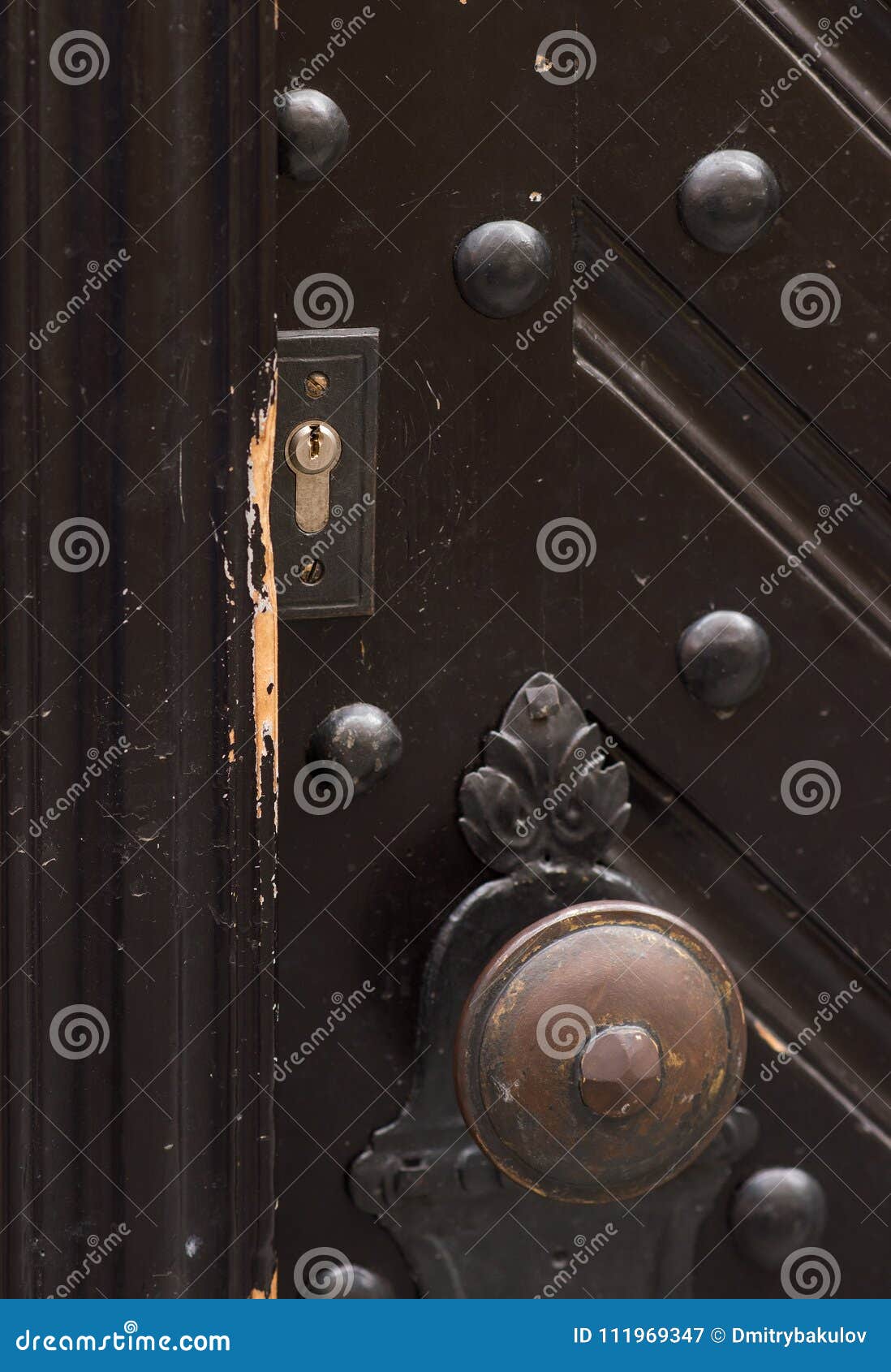 The Front Door Closeup. Keyhole and Handle Stock Image - Image of ...