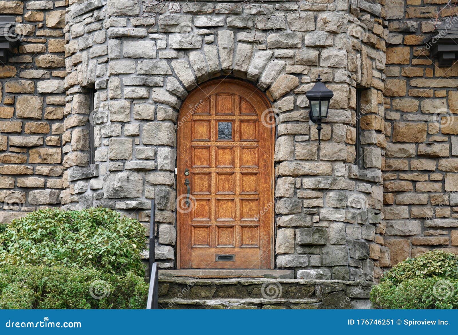 Front Door of House Built of Rough Hewn Stone Stock Image - Image of ...