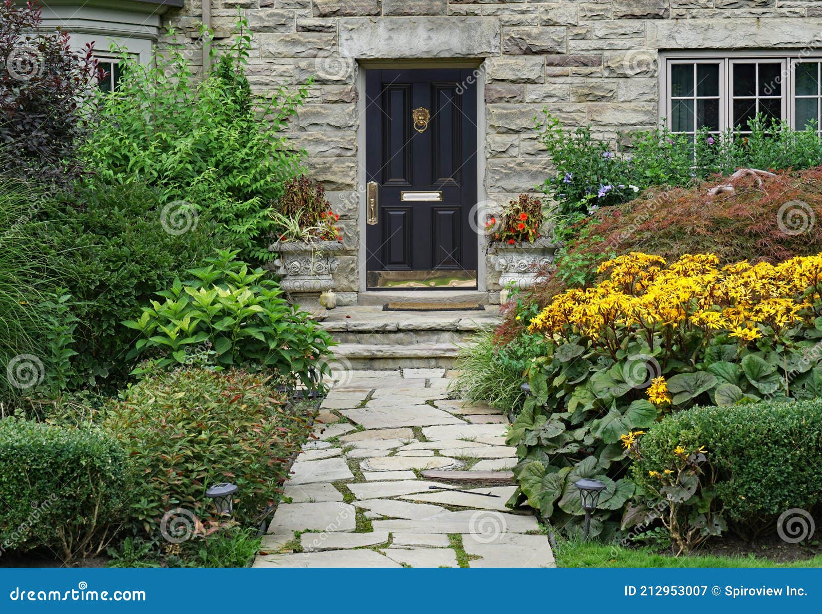 Front Door of House with Flagstone Path Editorial Photography - Image ...
