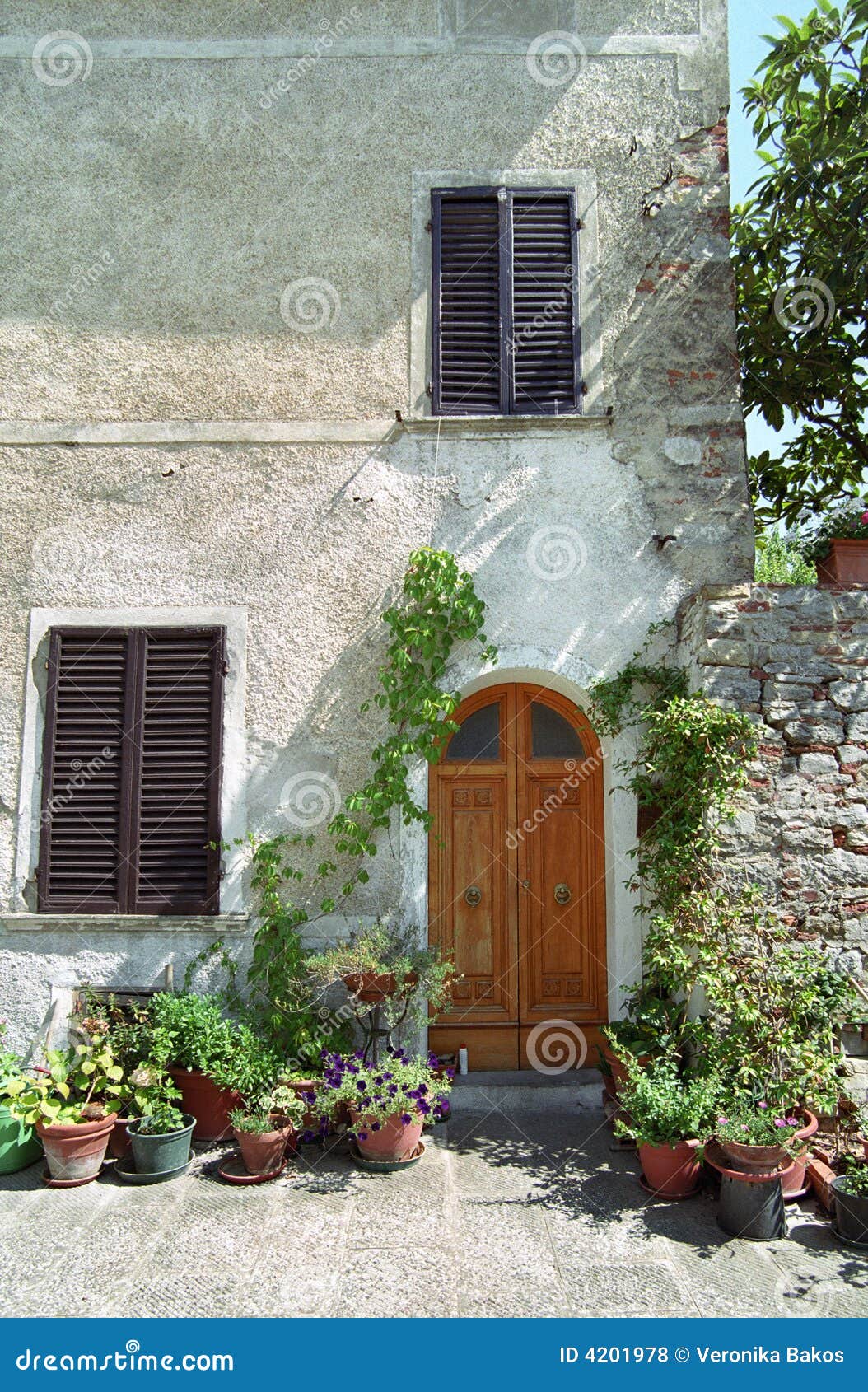 Front door in Italy stock photo. Image of tuscany, flowers - 4201978