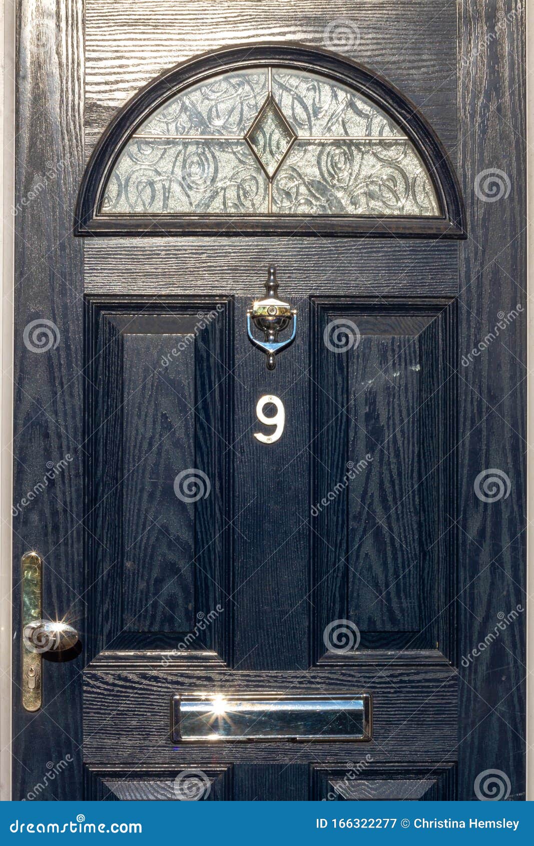 Front door number 9 stock image. Image of design, knocker - 166322277