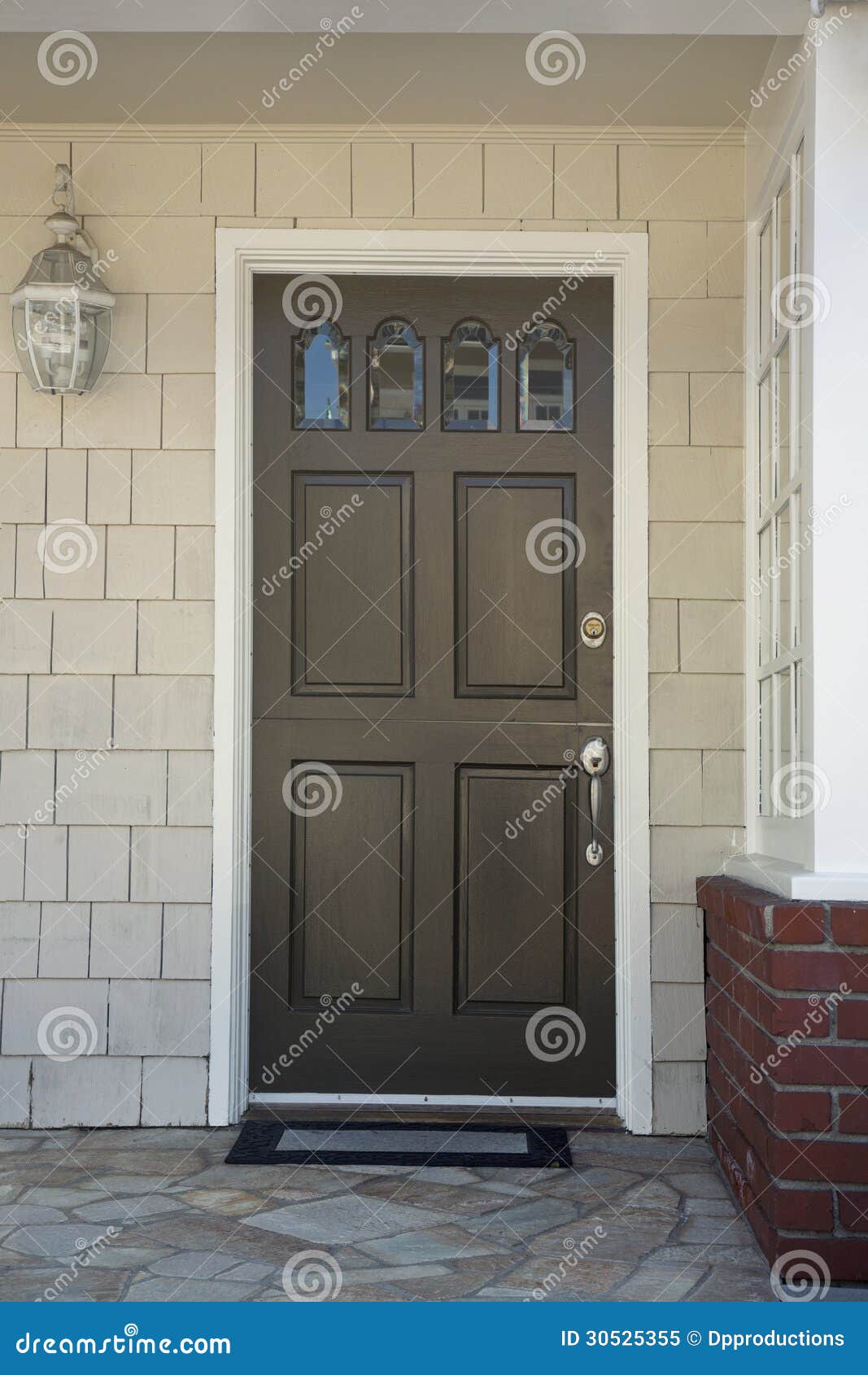 Front Door Of House With Beautiful Magnolia Tree Royalty-Free Stock ...