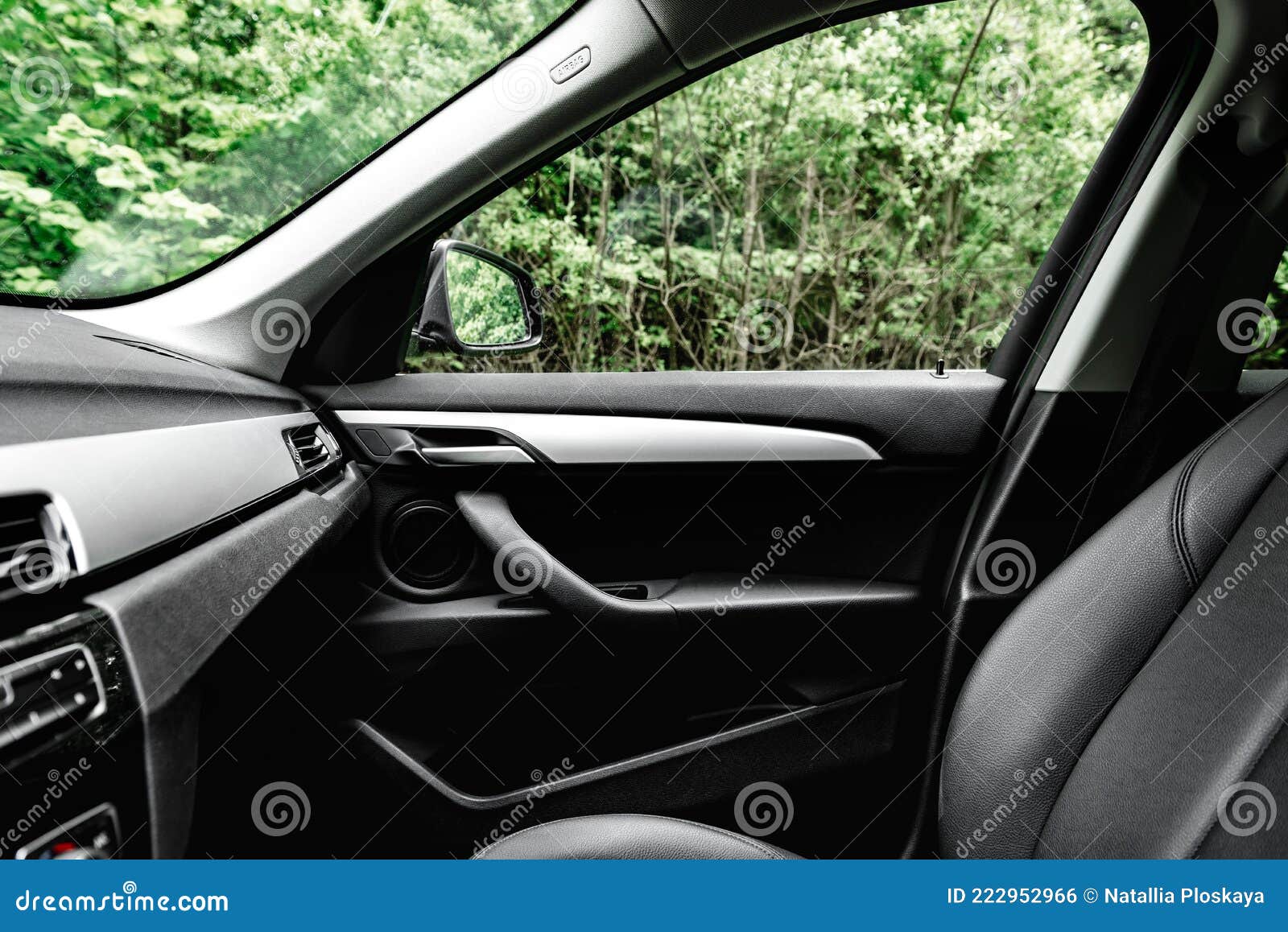 Front Door View in Car Interior. Stock Photo - Image of door ...
