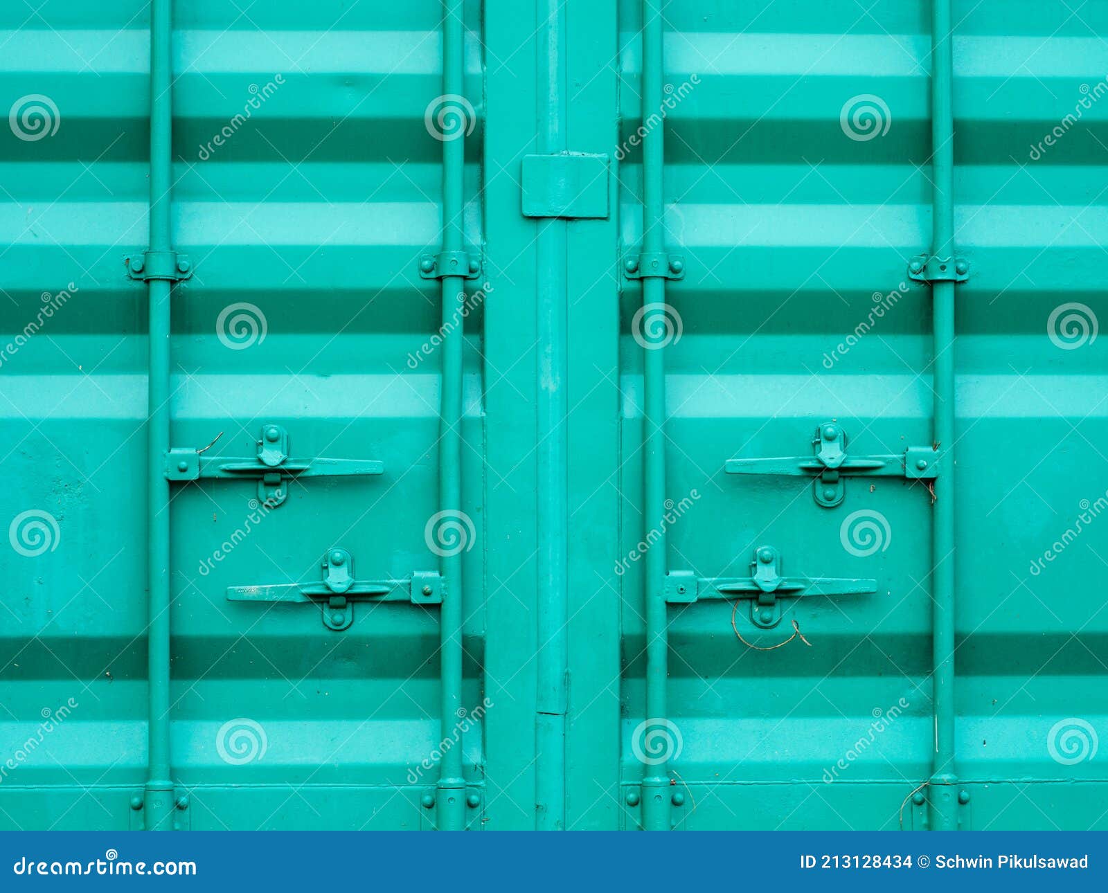 Front Doors of Green Cargo Containter Stock Photo - Image of front ...