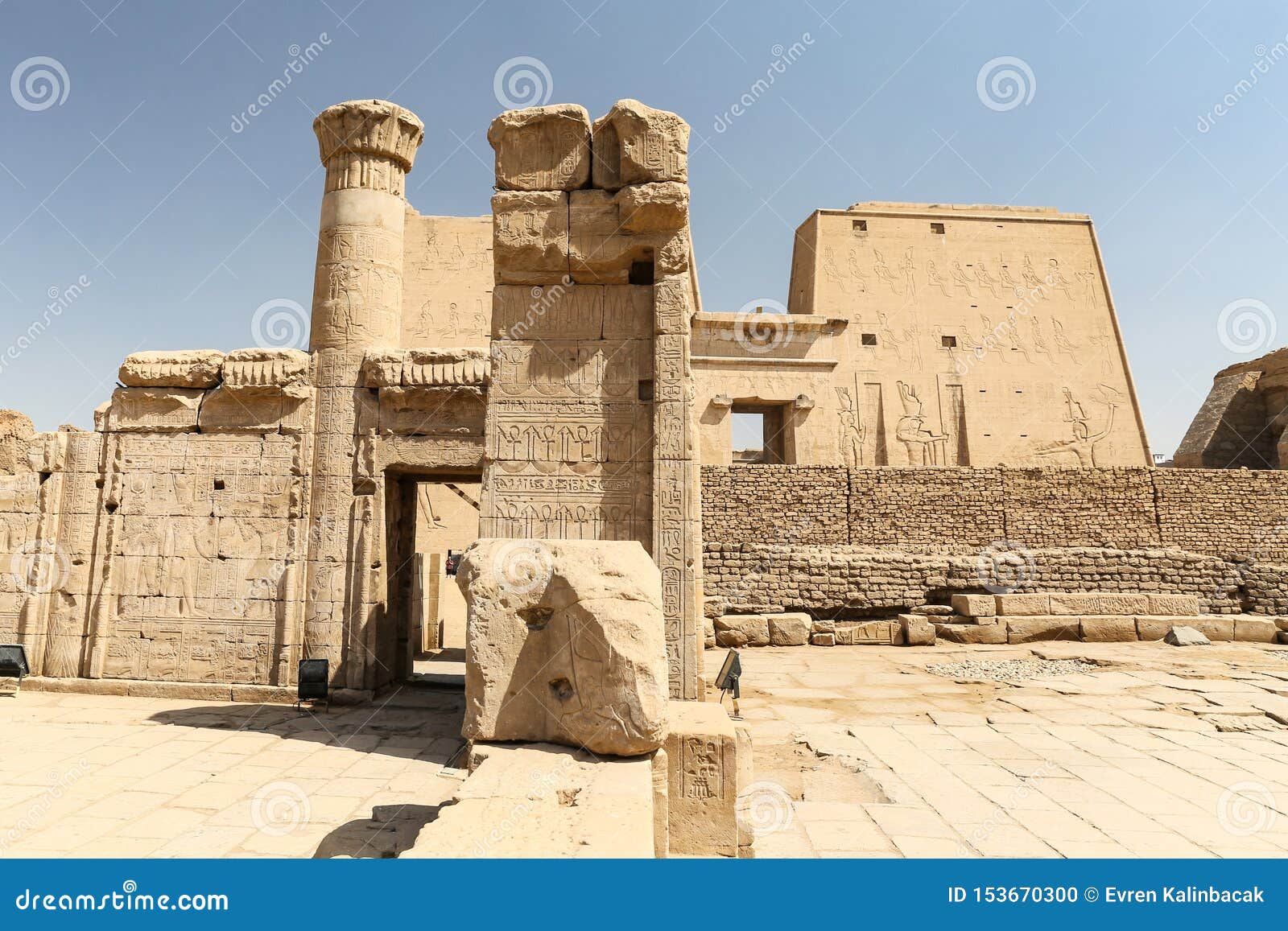 Front of Edfu Temple in Edfu, Egypt Stock Photo - Image of pharaoh ...
