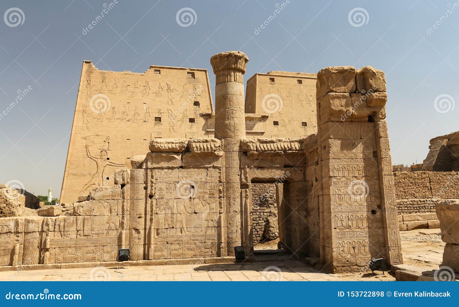 Front of Edfu Temple in Edfu, Egypt Stock Photo - Image of culture ...