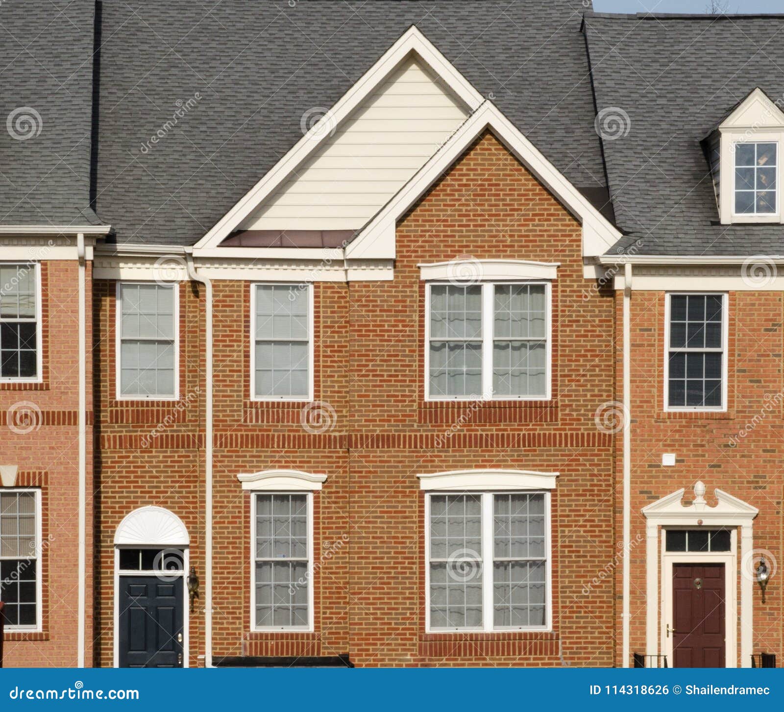 Front elevation of a house stock photo. Image of windows - 114318626