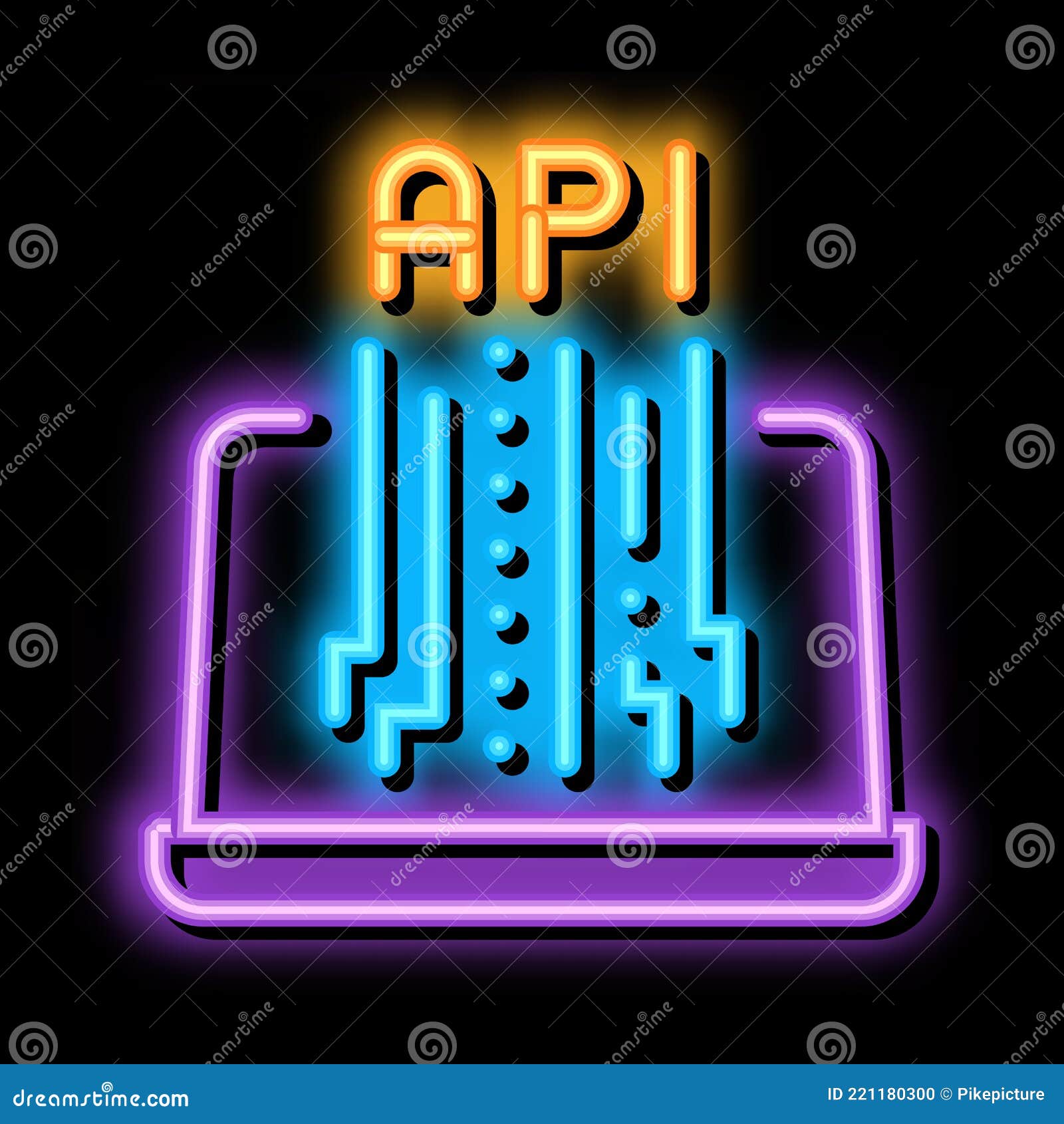 Front End Api Neon Glow Icon Illustration Stock Illustration ...