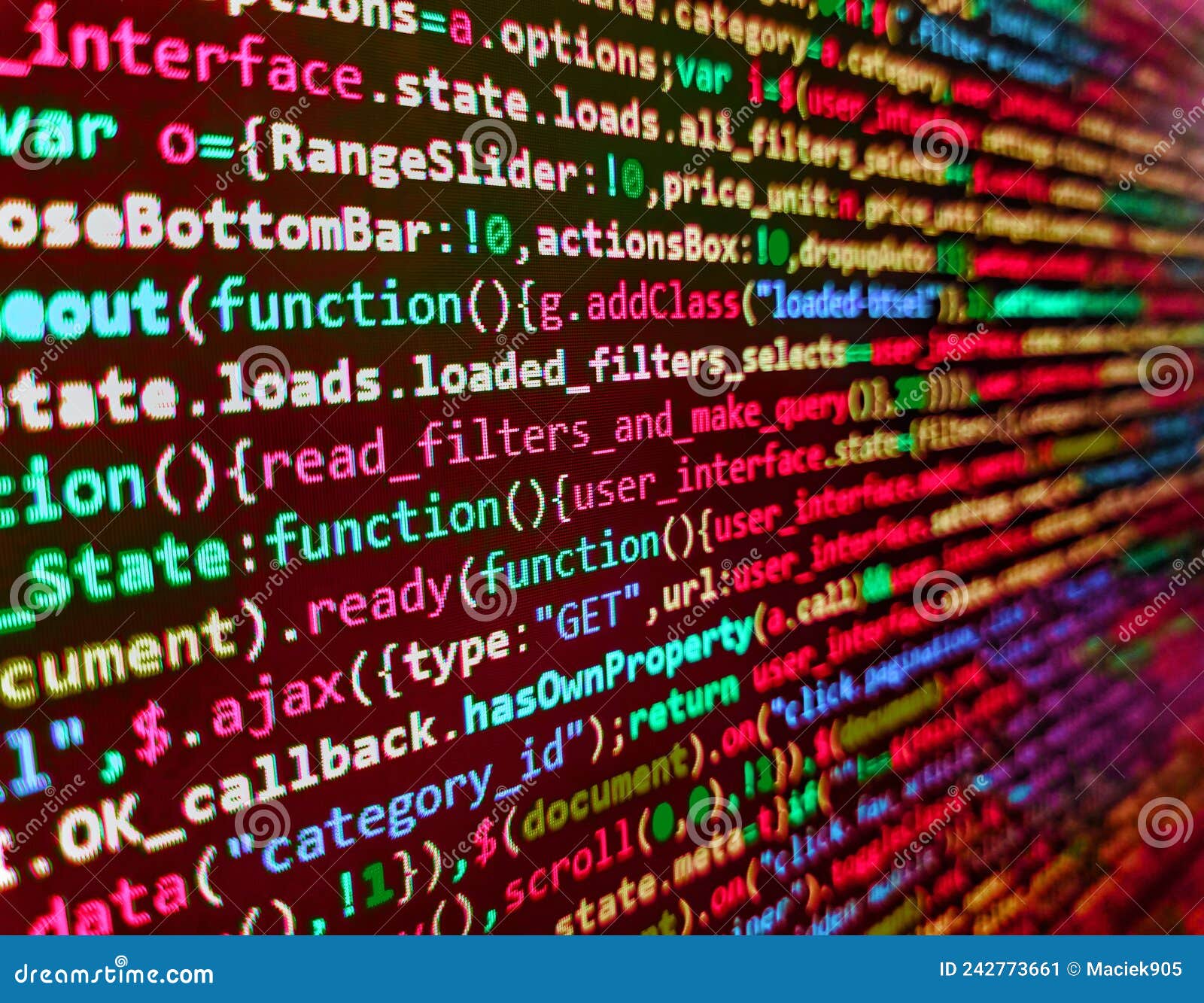 Front-end Applications in the Color Concept. Binary Code Digital Technology Background Stock ...