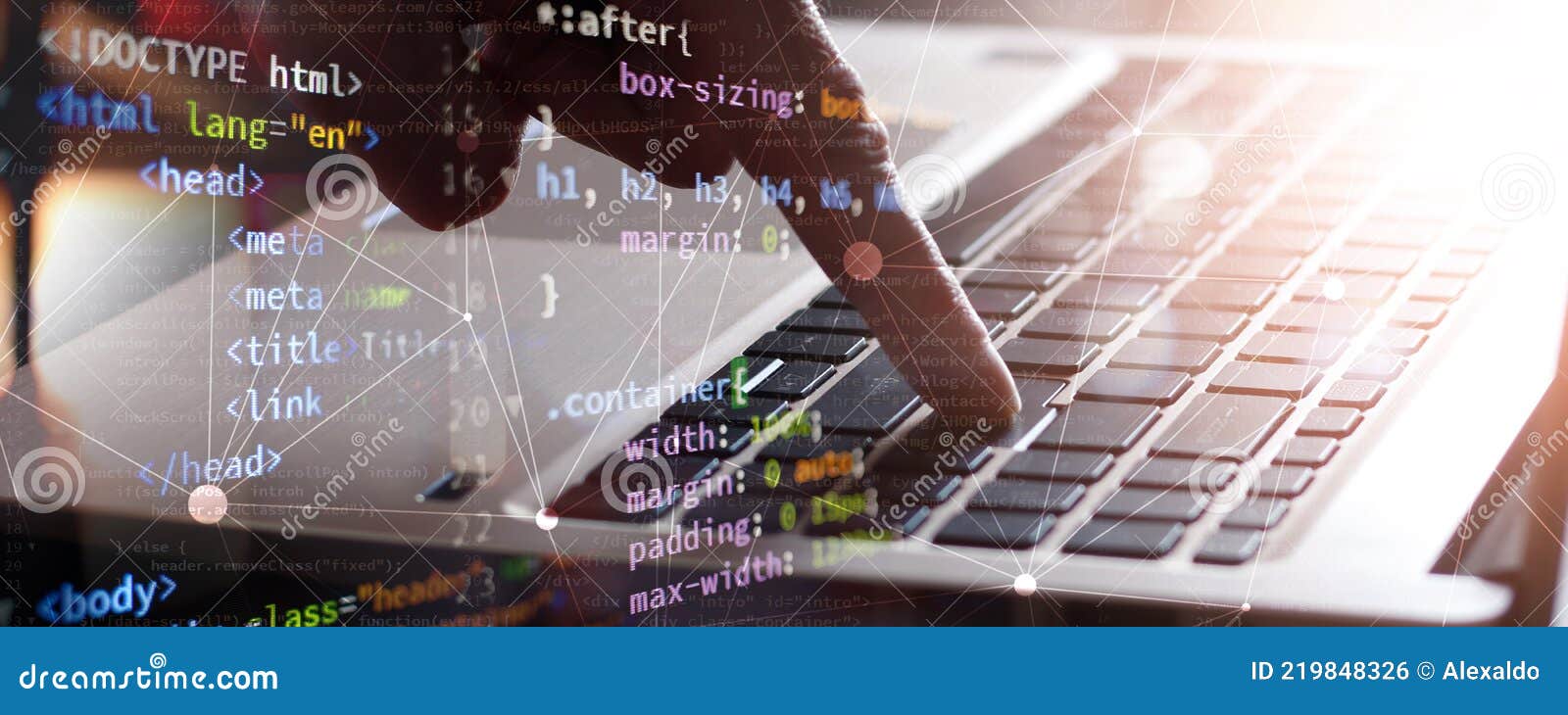 Front end banner stock photo. Image of html, communication - 219848326