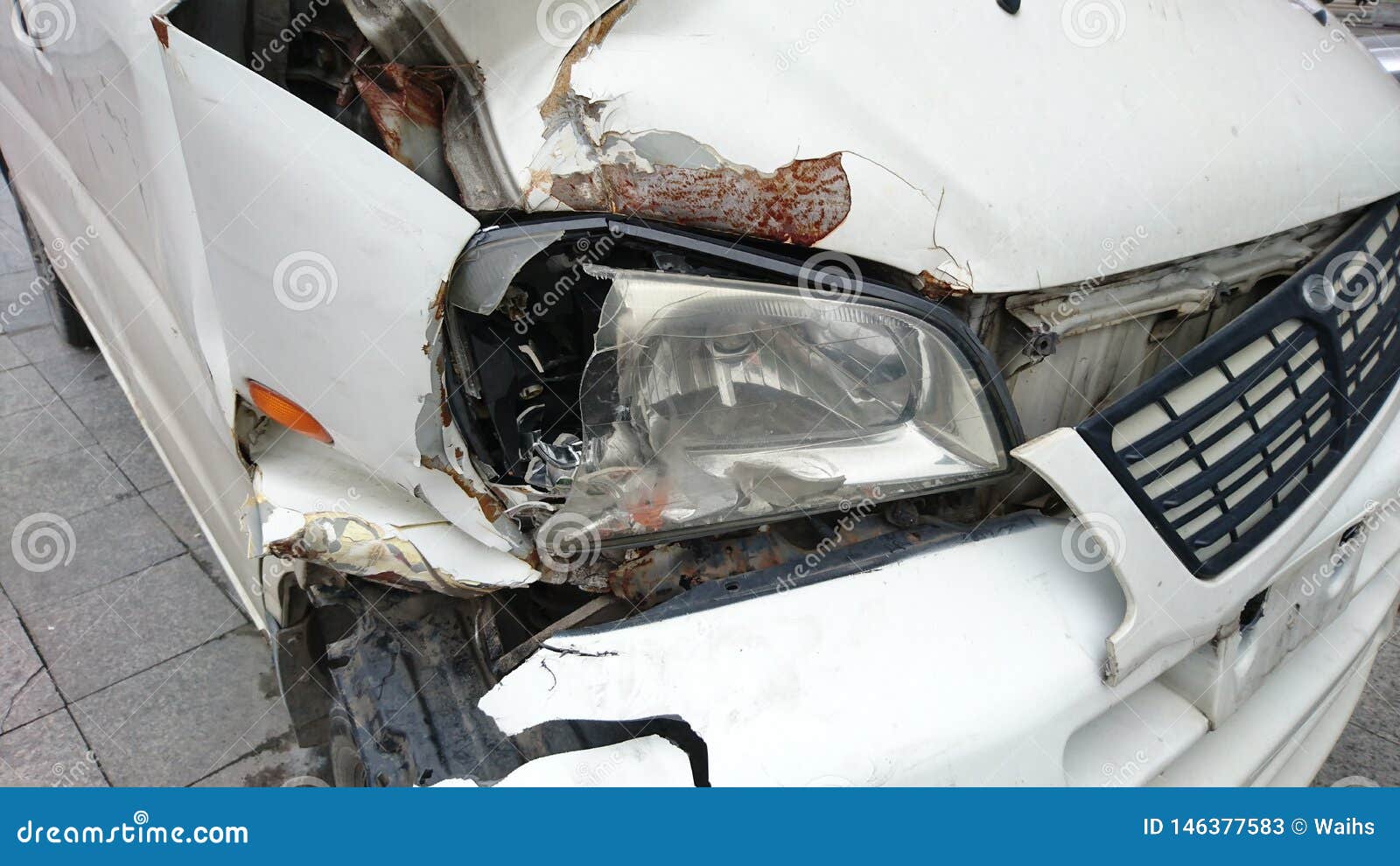 The Front End of the Car Was Smashed Stock Image - Image of vehicle ...