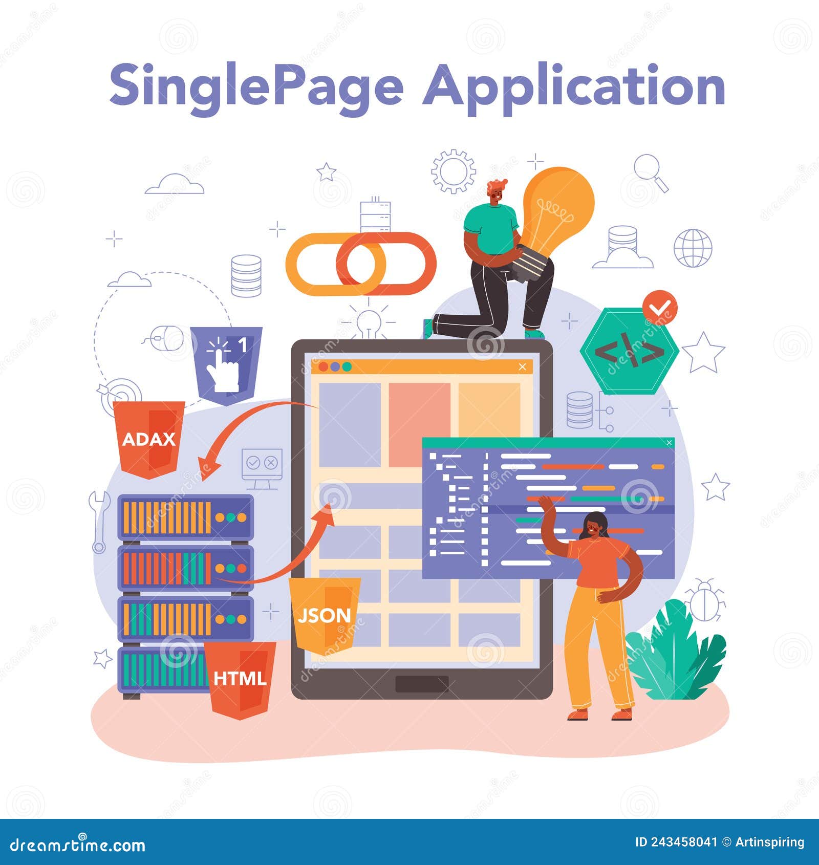 Front End Developer Concept. Single-page App Interface Design ...