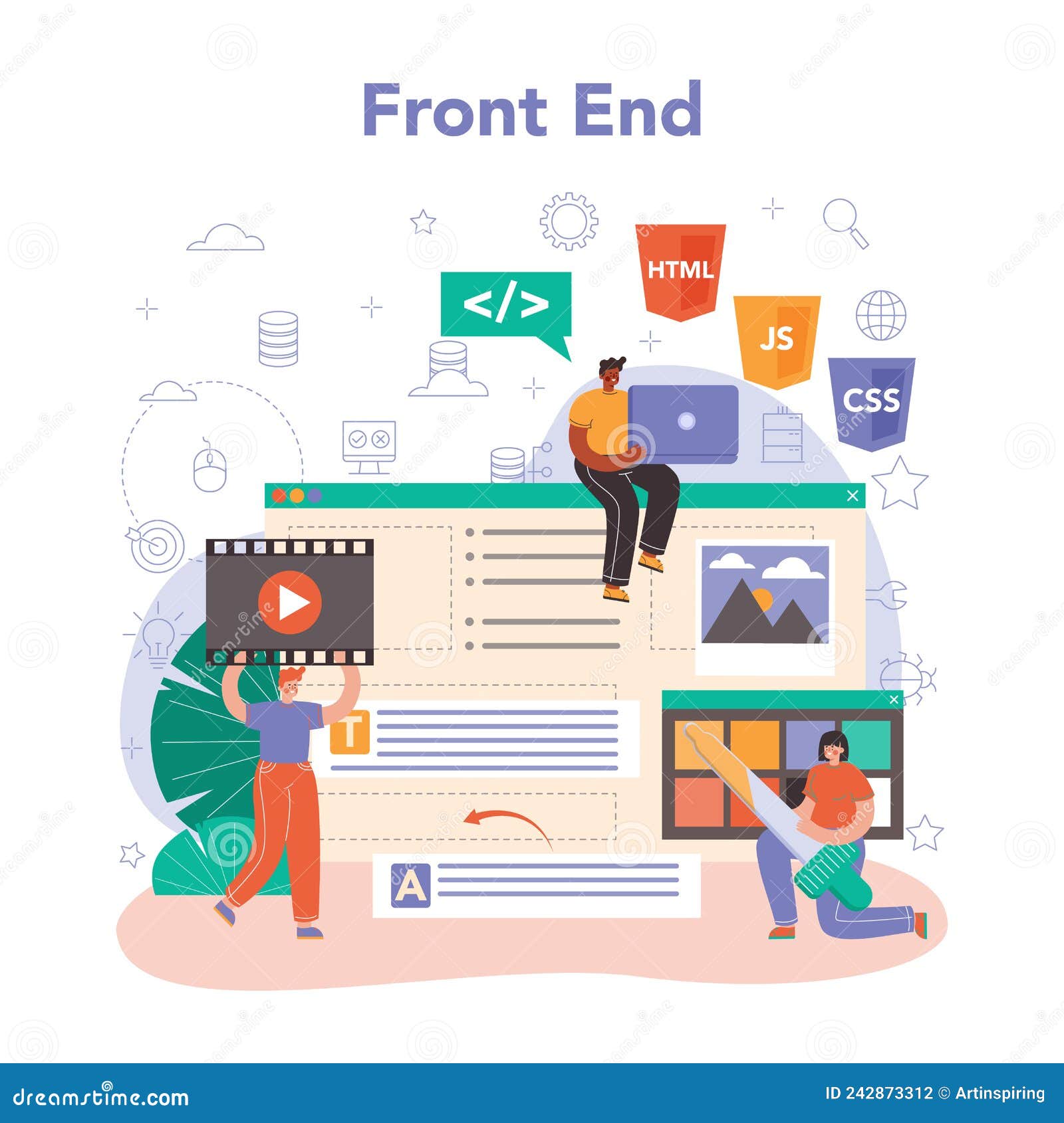 Front End Developer Concept. Website Interface Design Improvement Stock Vector - Illustration of ...