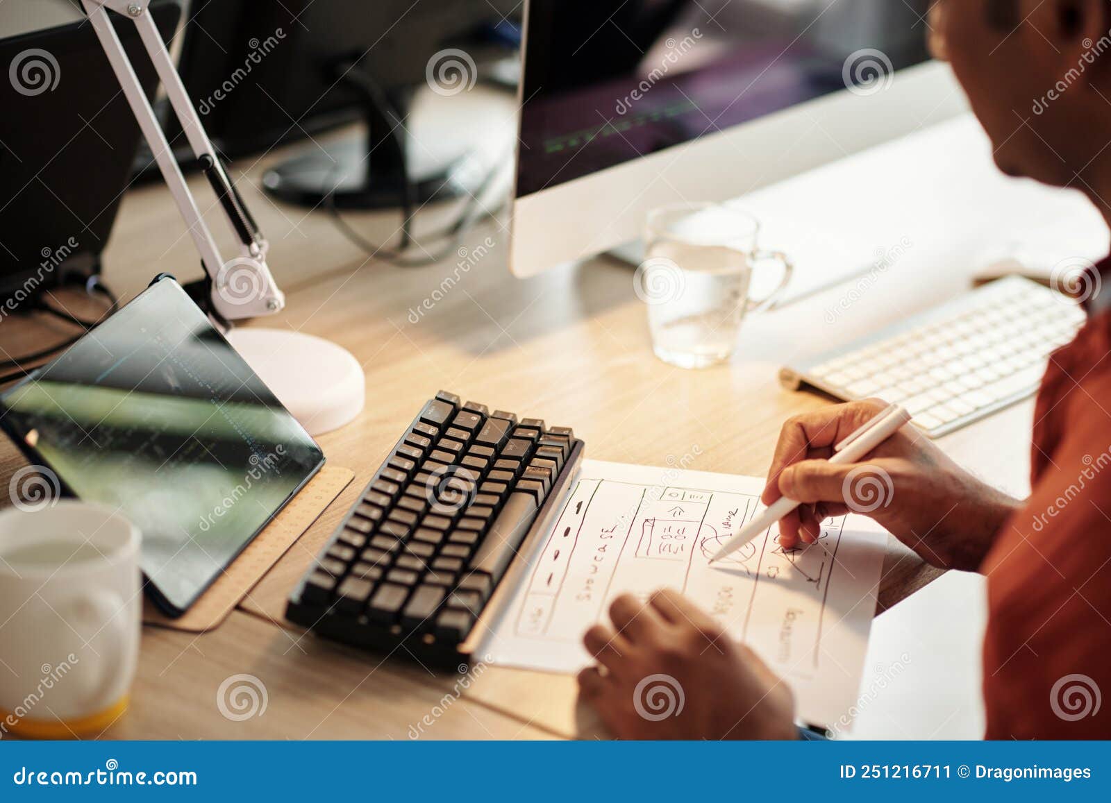 Developer Drawing Wireframe of Website Stock Image - Image of drawing ...