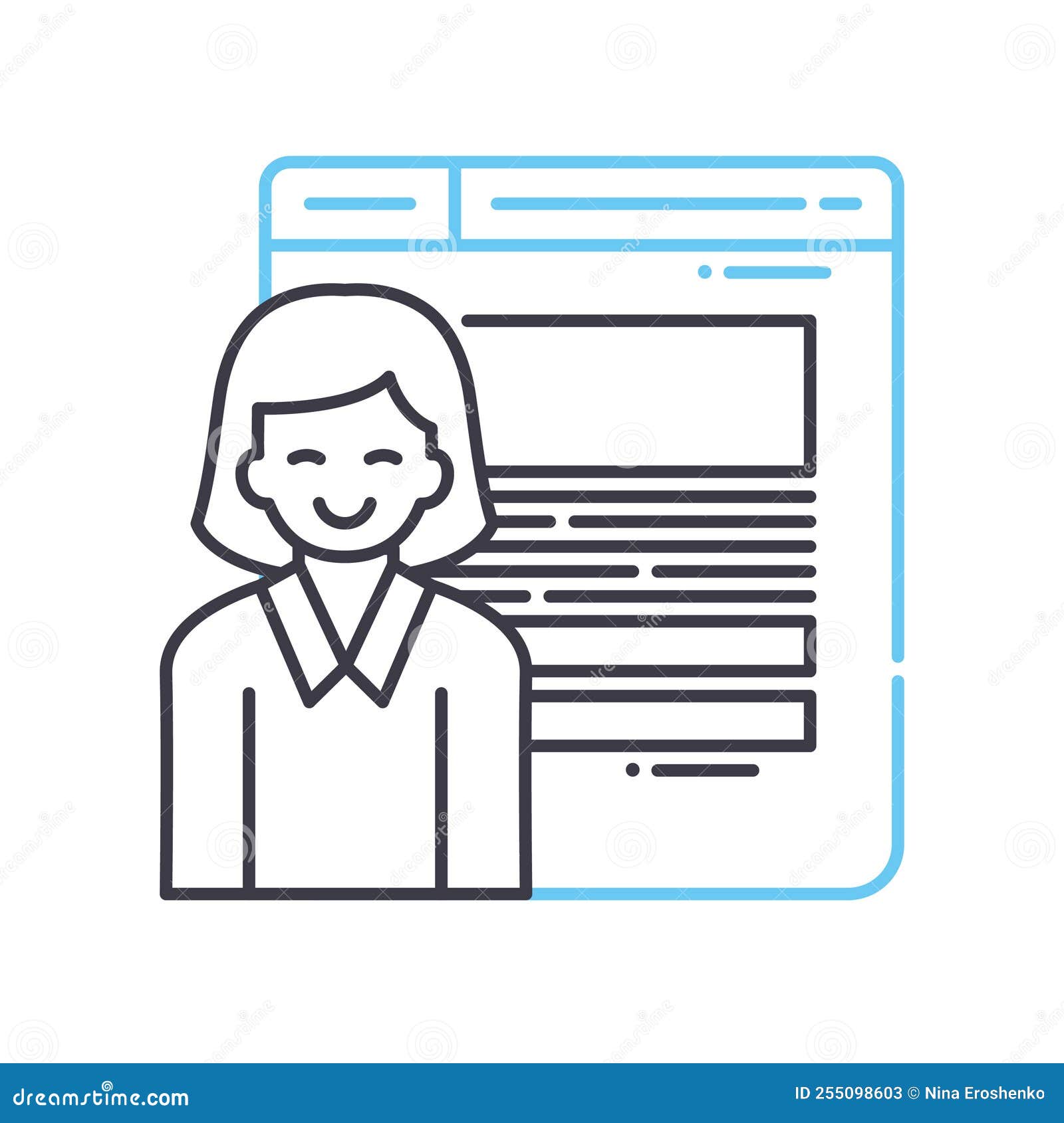 Front End Developer Female Line Icon, Outline Symbol, Vector ...