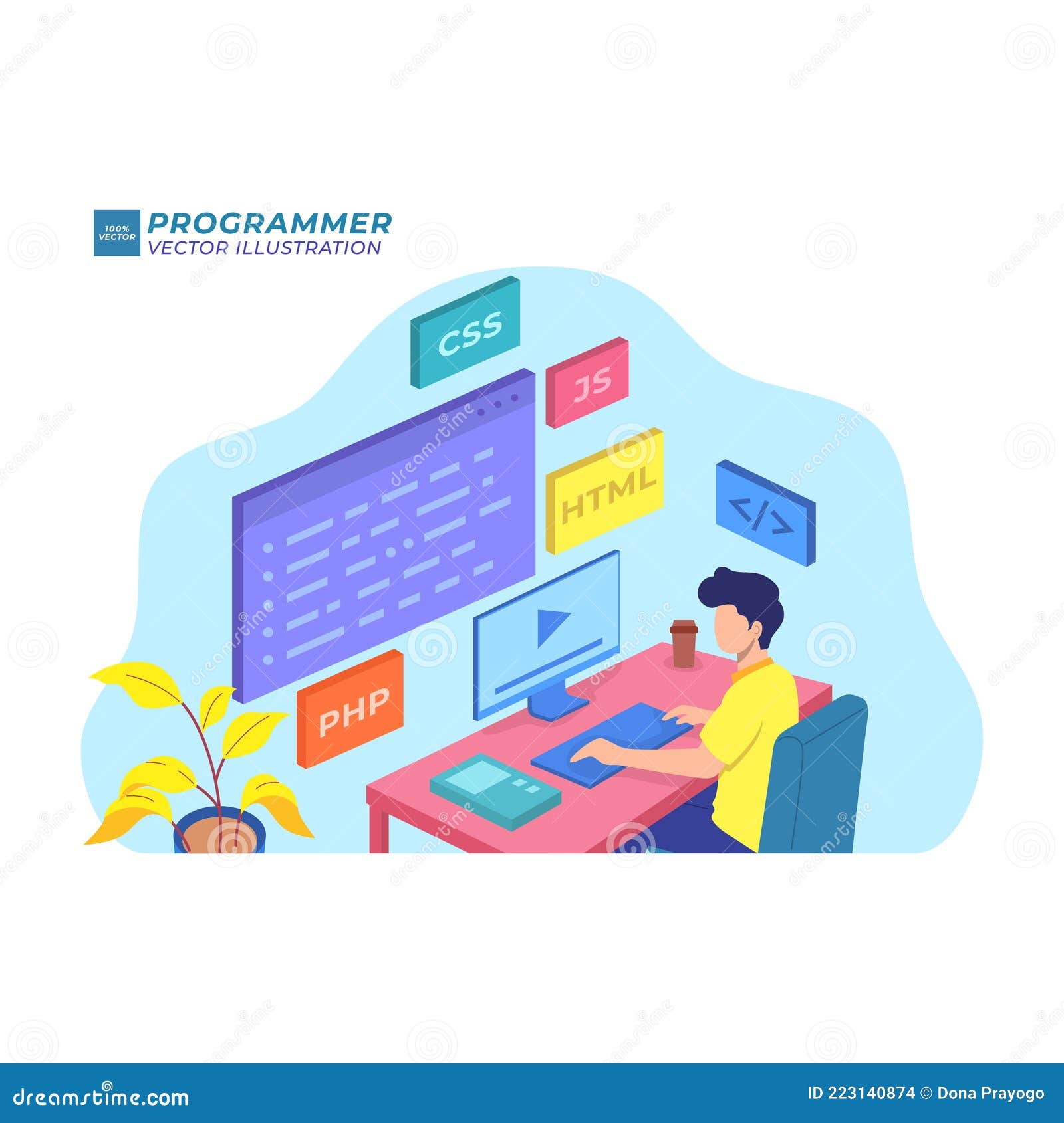 Front End. Software Development. Programming Code. Vector Illustration. | CartoonDealer.com ...