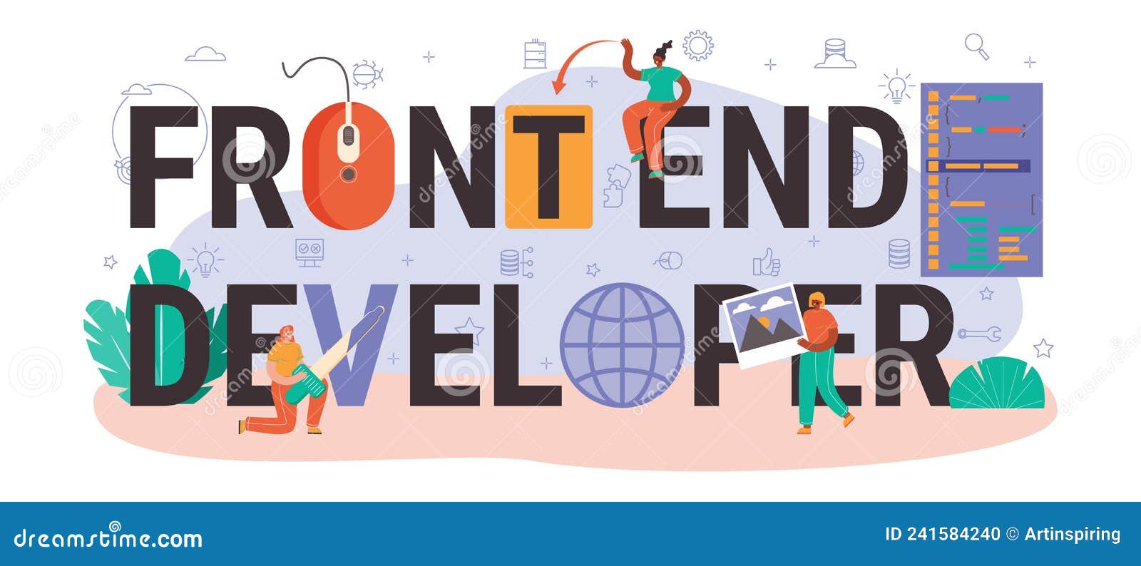 Front End Developer Typographic Header. Website Interface Stock Vector - Illustration of ...