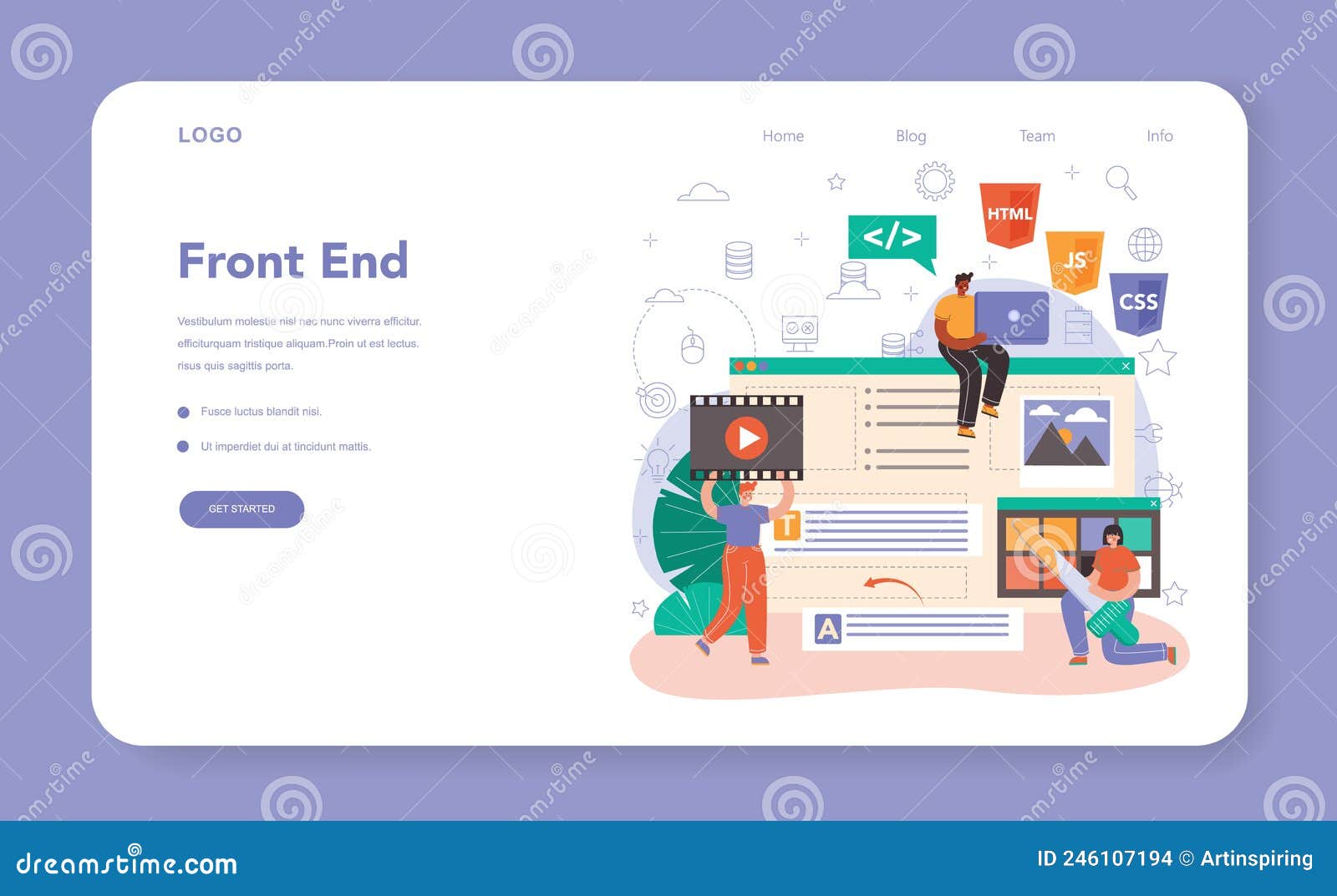 Front End Developer Web Banner Or Landing Page Website Interface Stock Vector Illustration Of 7642
