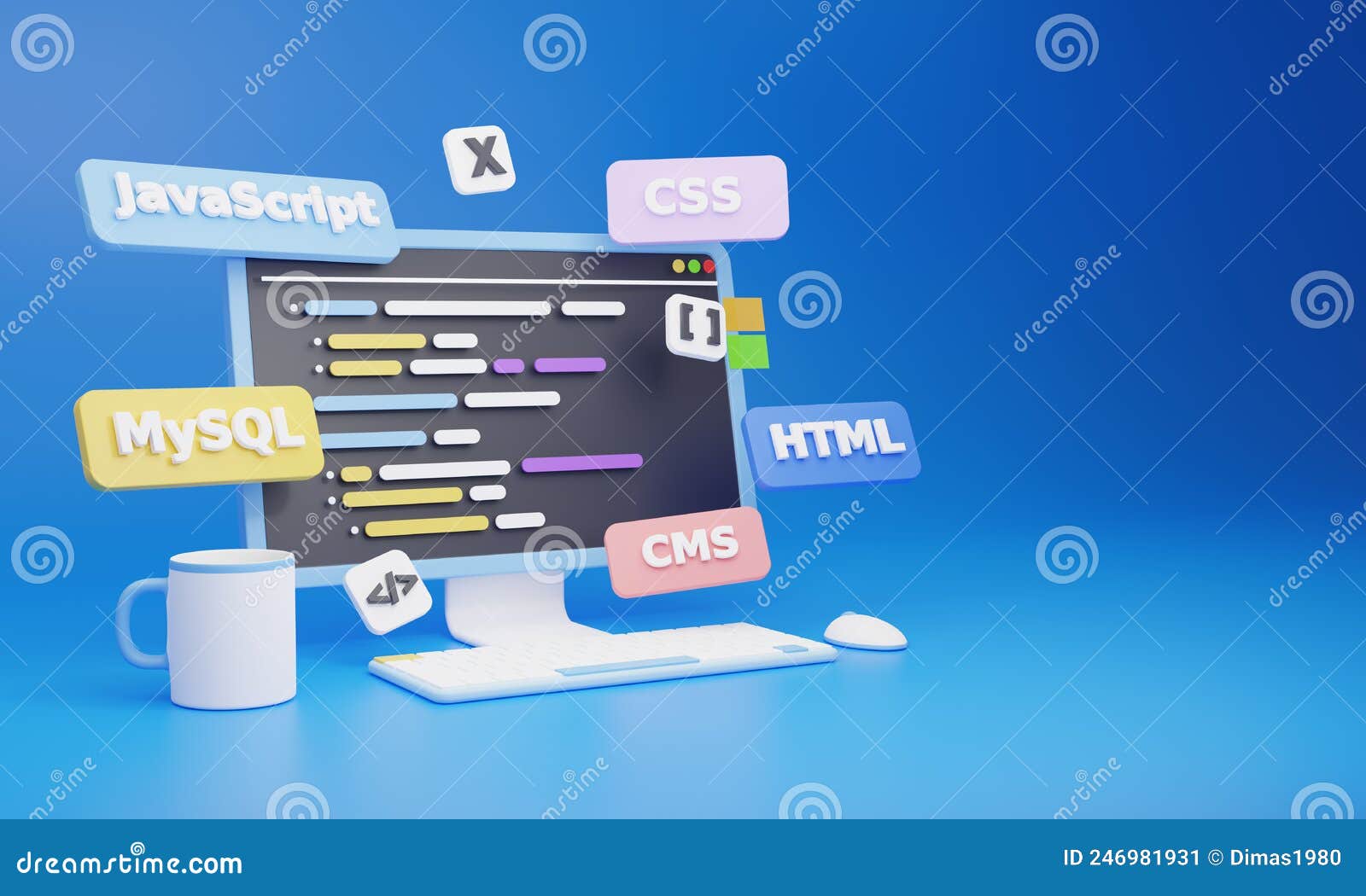 Front End Development Concept, 3d Render Stock Illustration ...