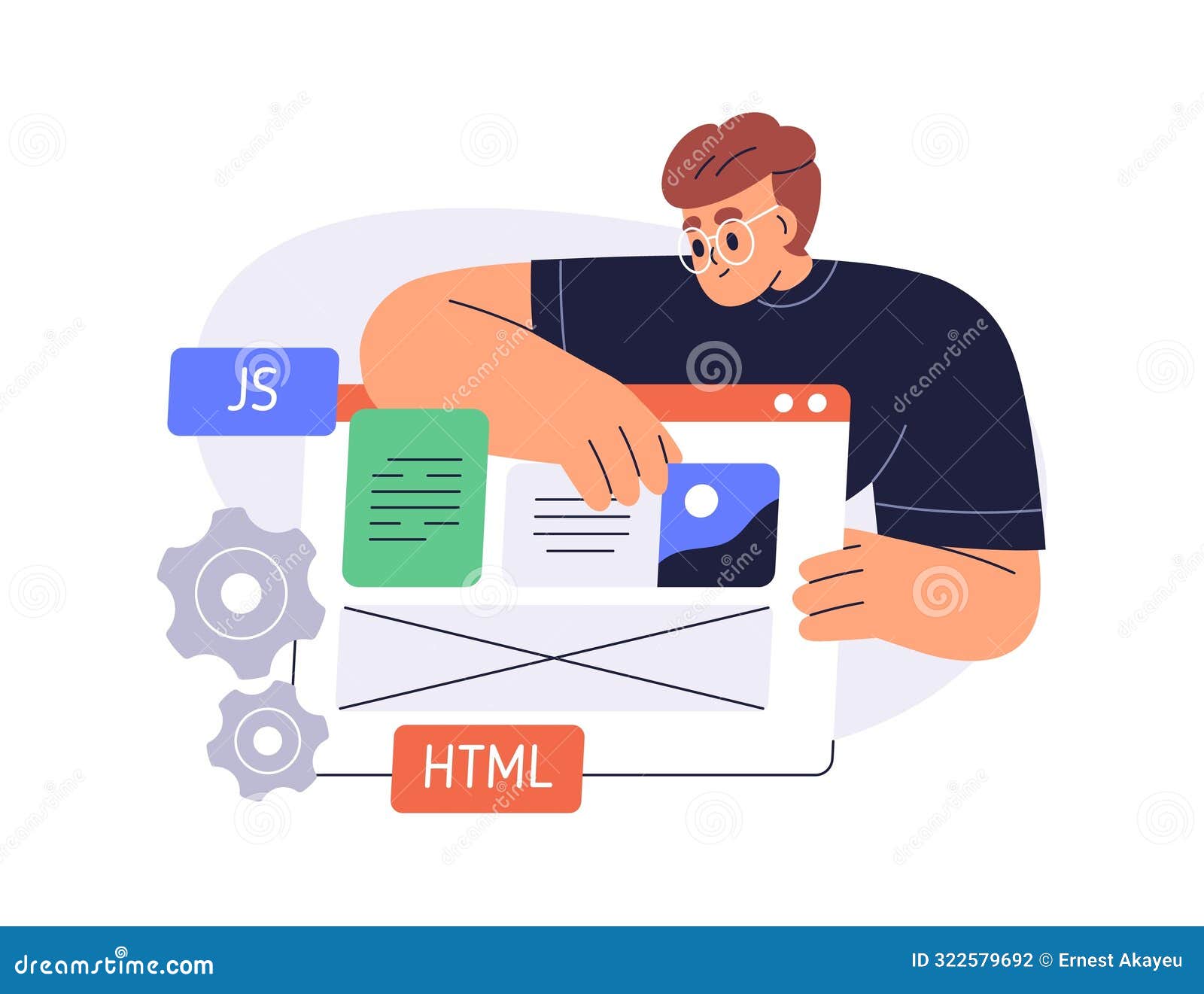 Front-end Development Concept. UI UX Designer Creating Website Layout Stock Vector ...
